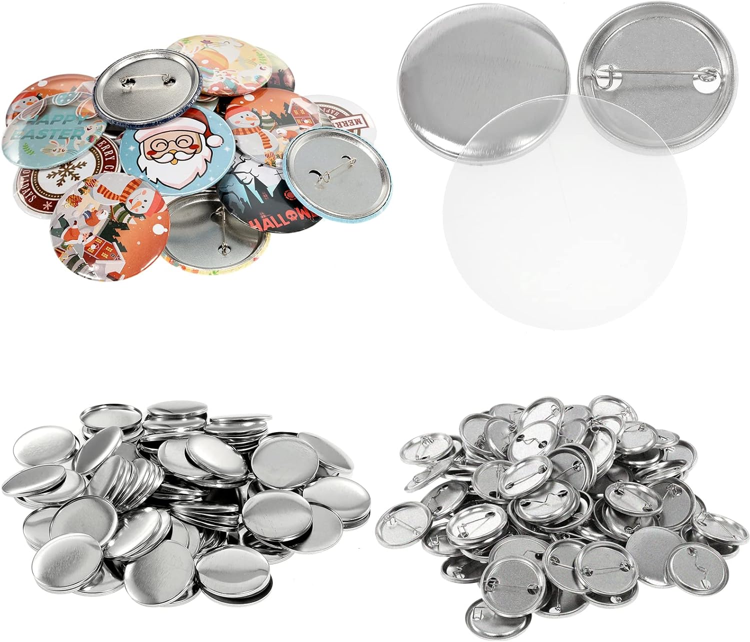 Dyna-Living 200Pcs Metal Badge Button Pin, 44mm/1.73inch DIY Pin Kit ...