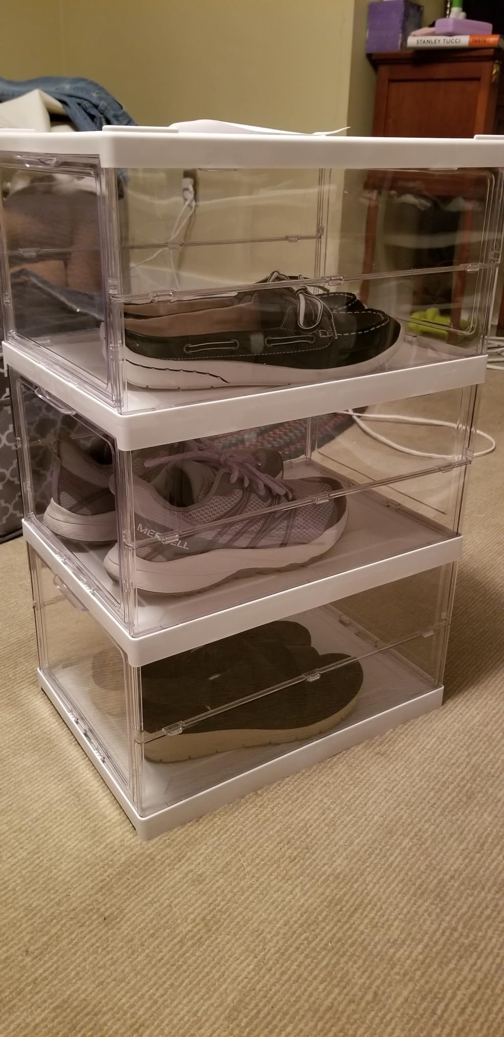 Amazon.com: AKELOR 6 Tier Foldable Shoe Storage Boxes, Installation ...