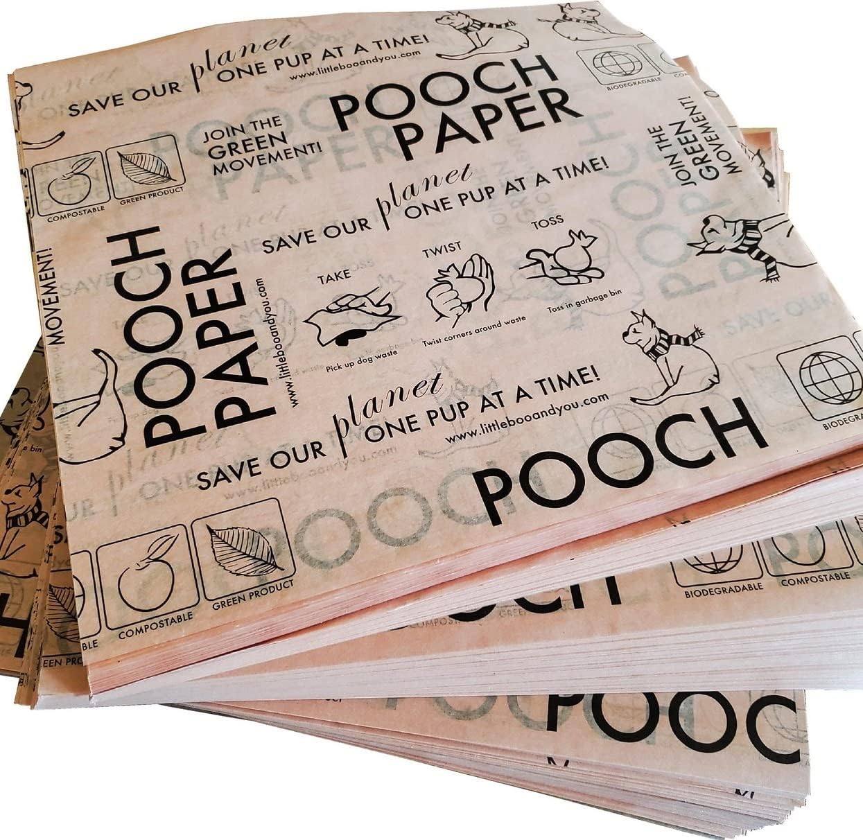 Amazon.com : Pooch Paper - Replace Dog Poop Bags with Biodegradable ...