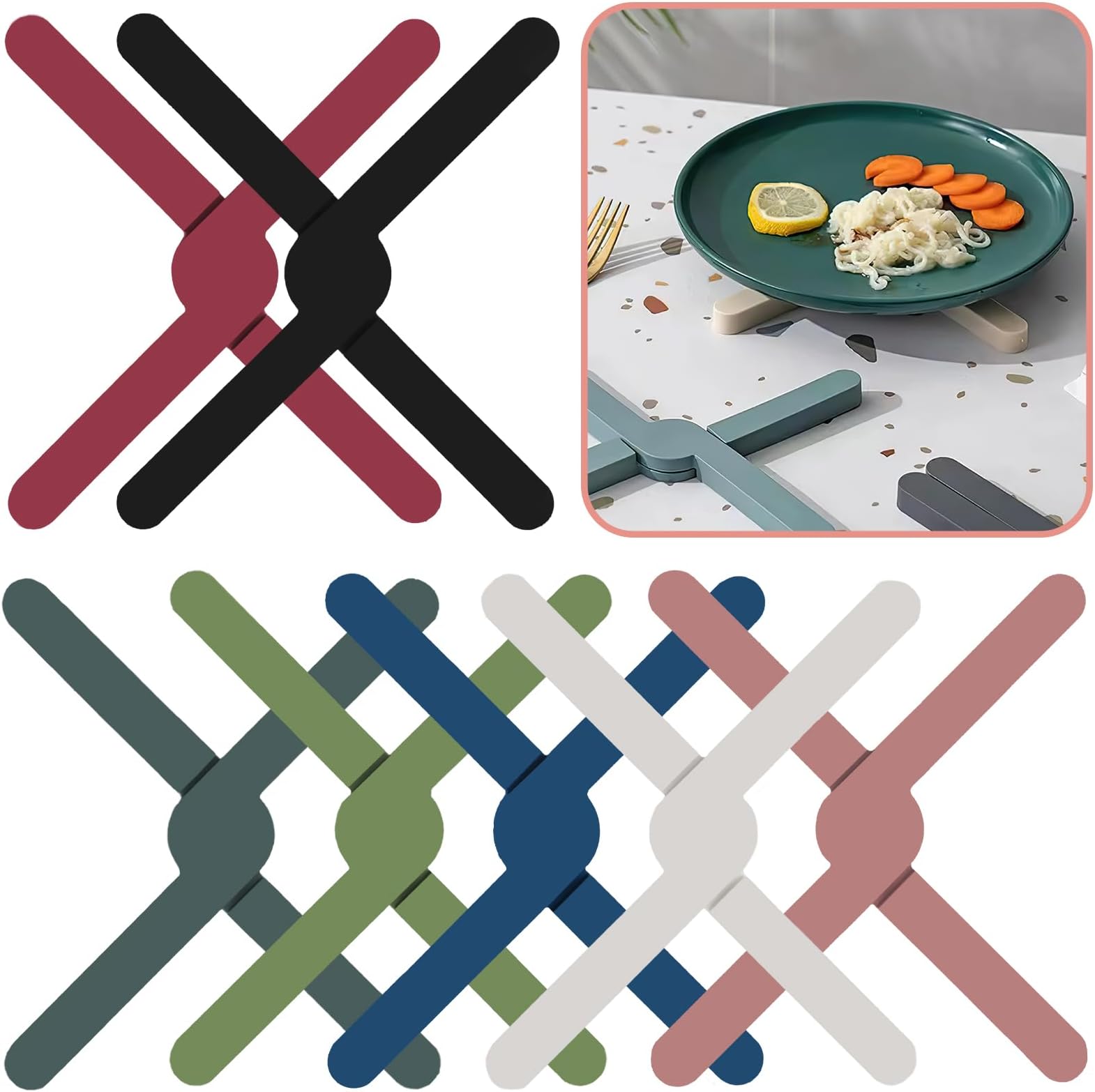 Amazon.com: Foldable Silicone Trivets Non-Slip Heat-Resistant Folding ...