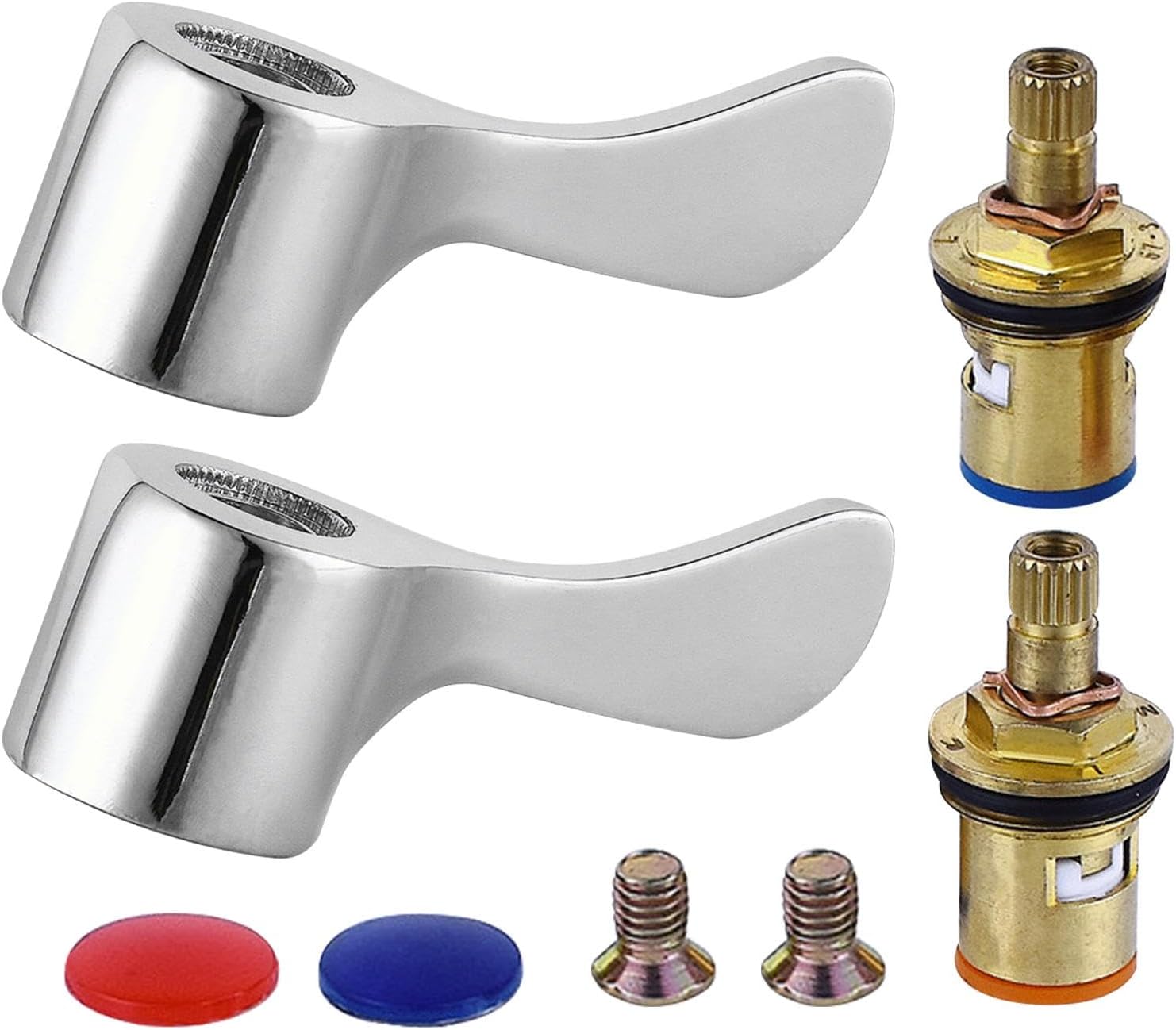 2 Sets Quarter Turn Tap, Valves Cartridges with Metal Lever Heads ...