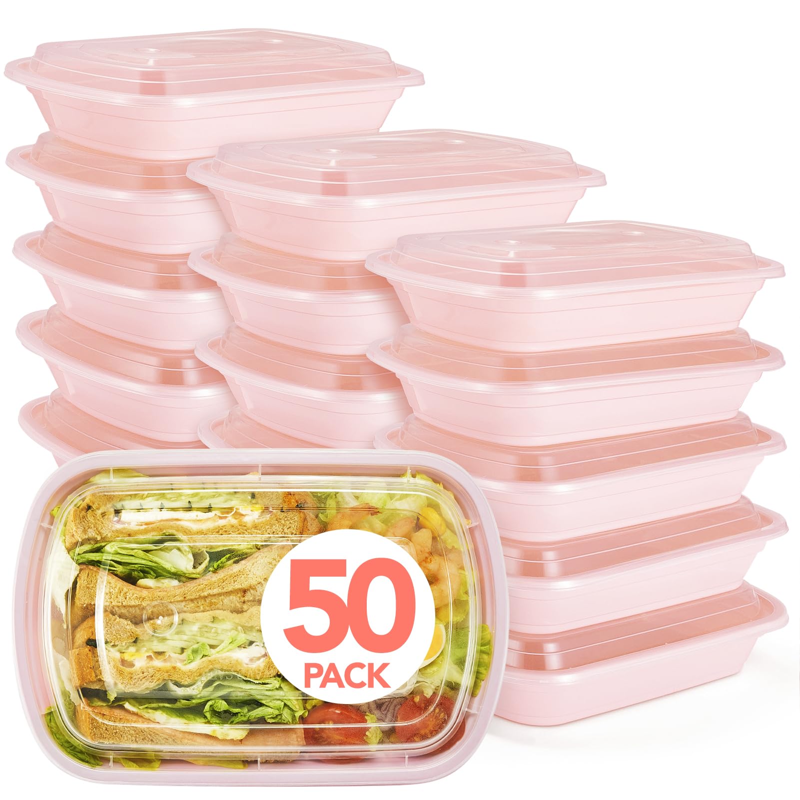 Amazon.com: Glotoch Express 50 Pack Pink Meal Prep Containers, 32oz to ...