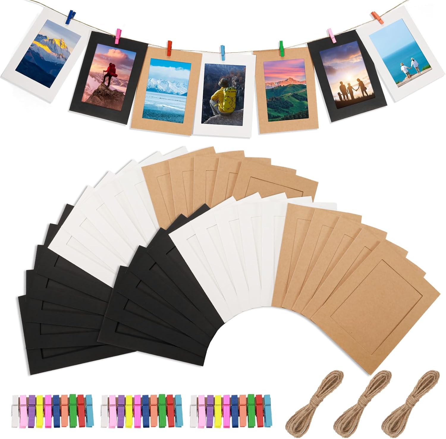 Amazon.com: Sekonow 30 Pack Paper Picture Frames, Cardboard Hanging ...