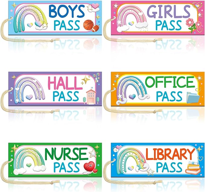 Amazon.com: Magnetic Bathroom Passes for Classrooms 6PCS Rainbow Hall ...