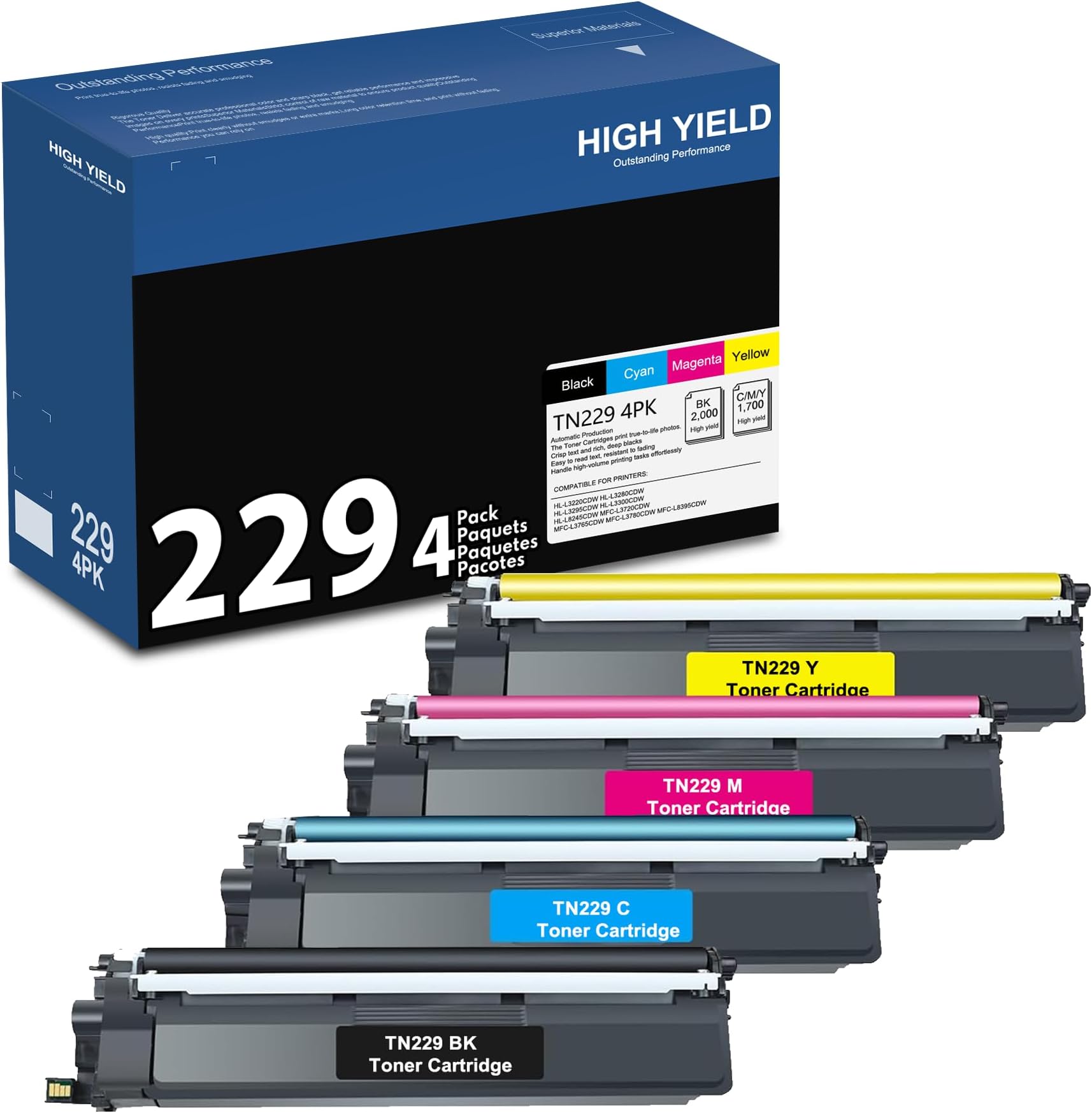 Amazon.com: TN-223 TN227 2BK/C/M/Y Toner Cartridge 5 Pack Replacement ...