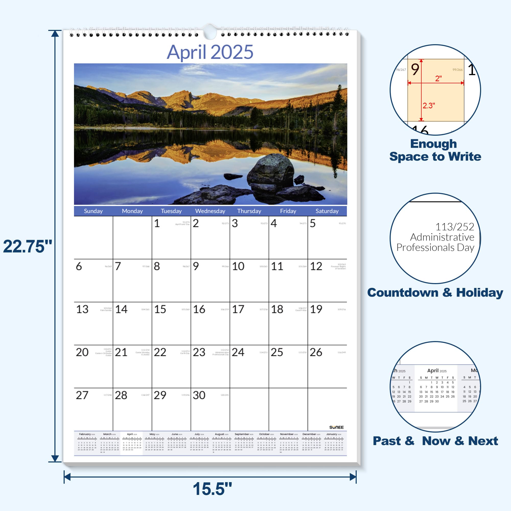 Snapklik.com : SUNEE Calendar 2024-2025, Large Wall Calendar 2275"x155"