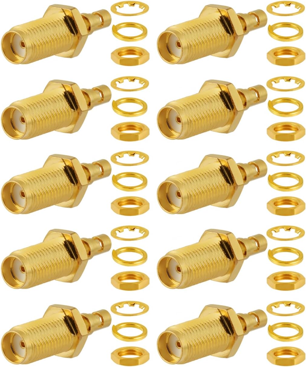 Vecys 10 PCS SMA Connectors 50 Ohm SMA Female Solder RF Connector for 1 ...
