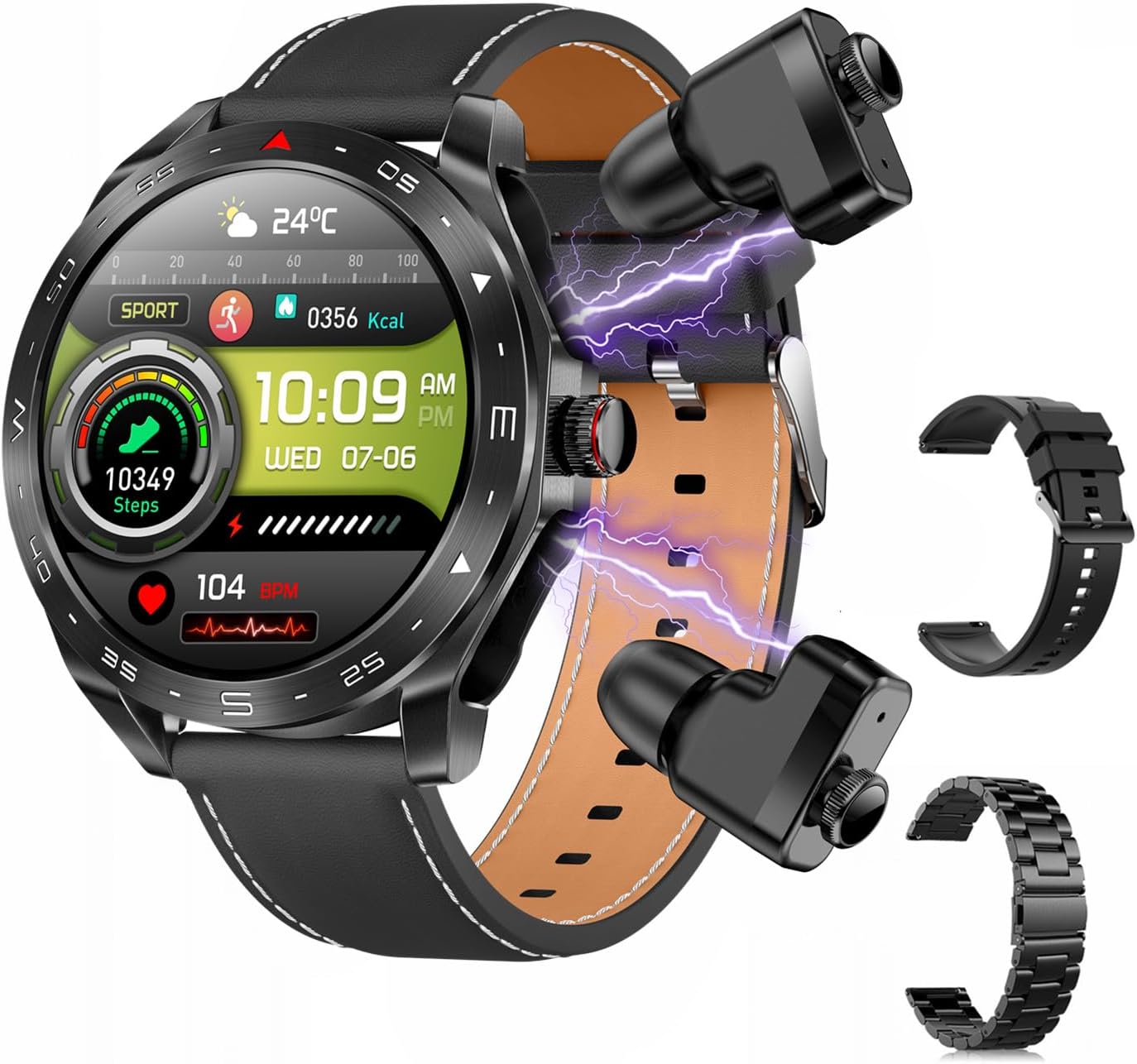 Amazon.com: T95 Smart Watch with Earbuds for iPhone Android Smartphones ...