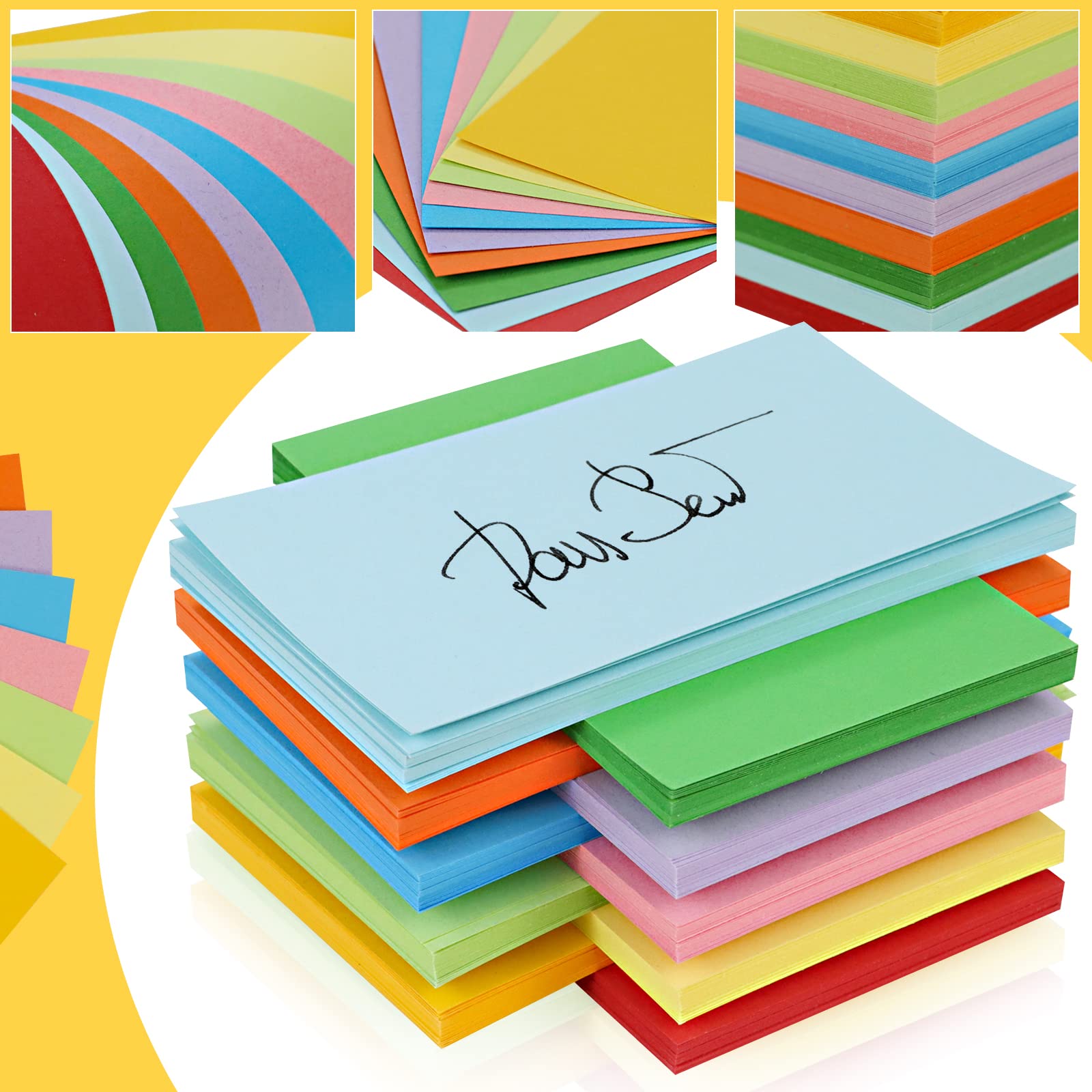 Snapklik.com : Tecmisse 300 PCS Colored Index Cards, 3x5 Inches Flash ...