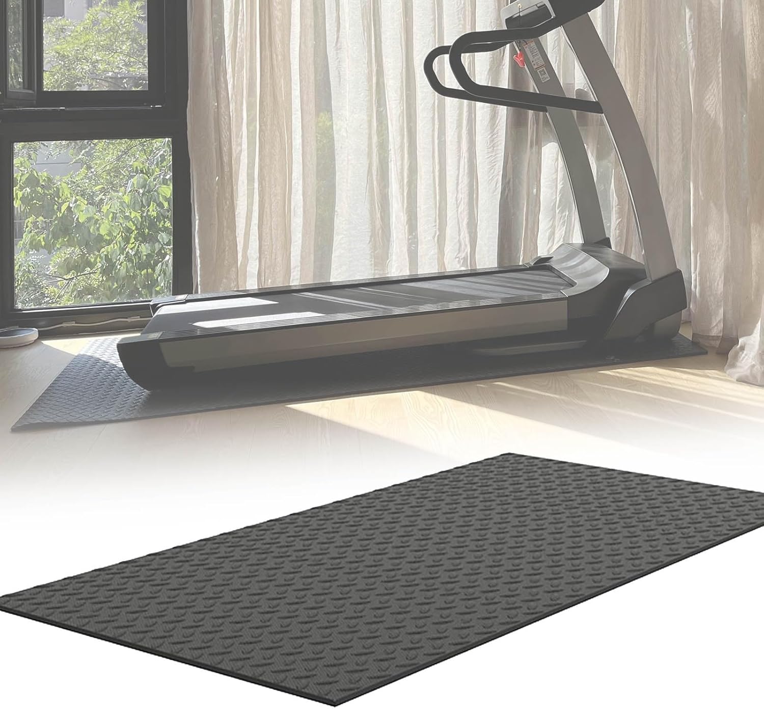 Amazon.com: WORDFUN Exercise Equipment Mat, High Density EVA Treadmill ...