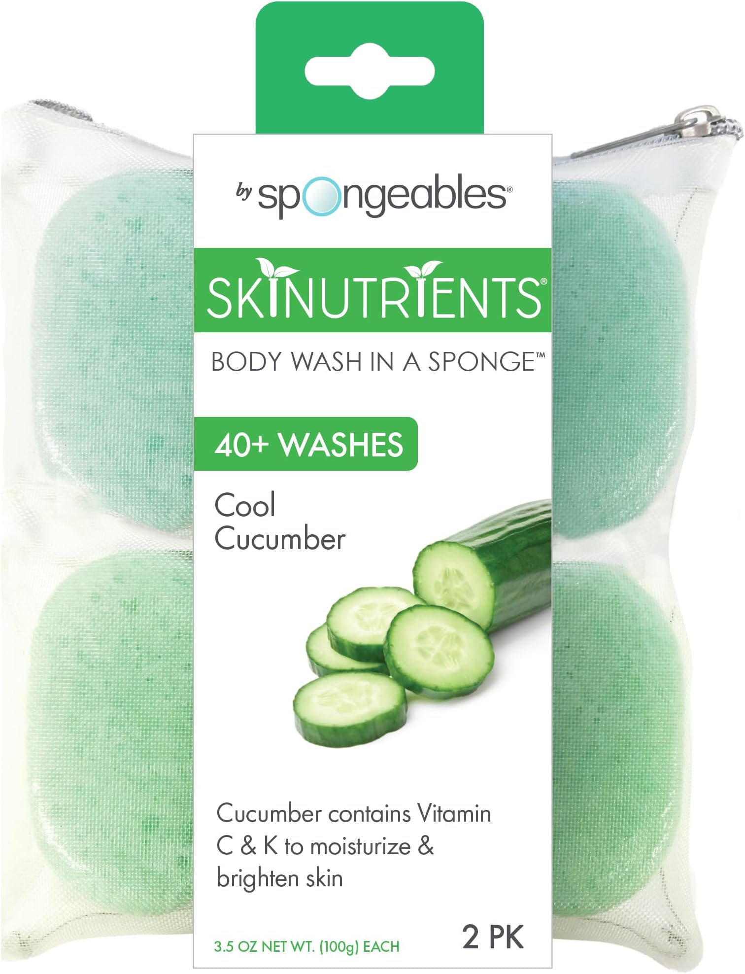 Amazon.com : Spongeables Skinutrients Body Wash in a Sponge, Cool ...
