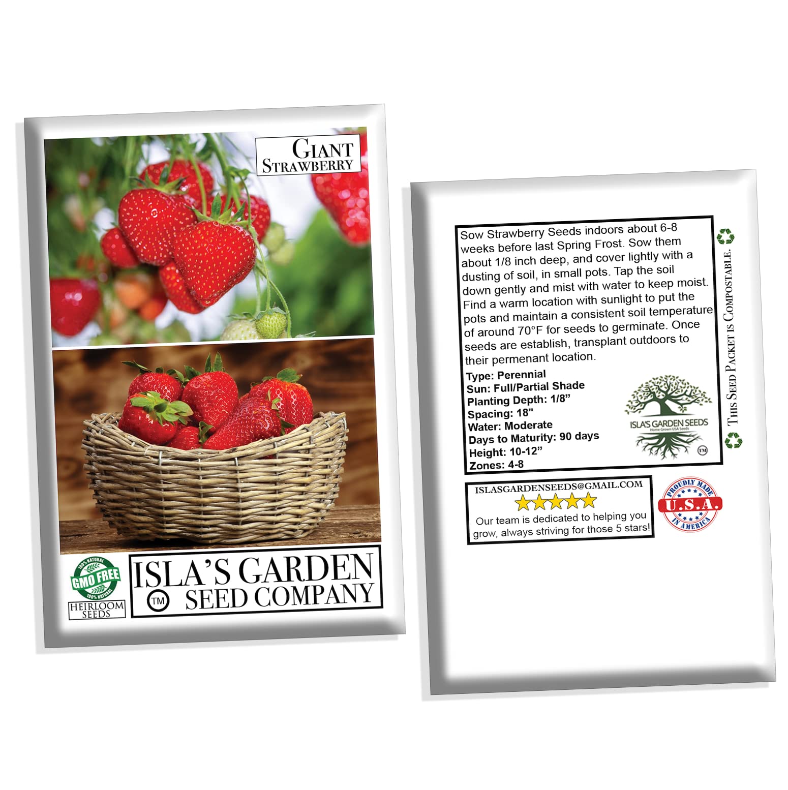 Strawberry Seed Packets Organic Watermelon Seeds — 'Crimson Sweet'
