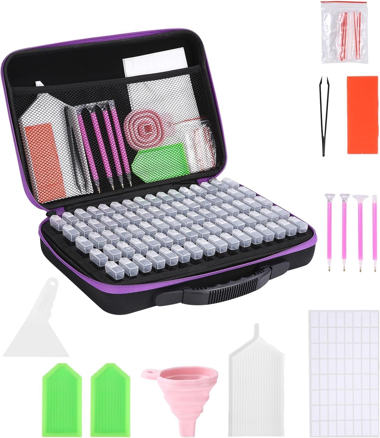 Amazon.com: Diamond Painting Storage Boxes, 80 Slots Bead Storage with ...