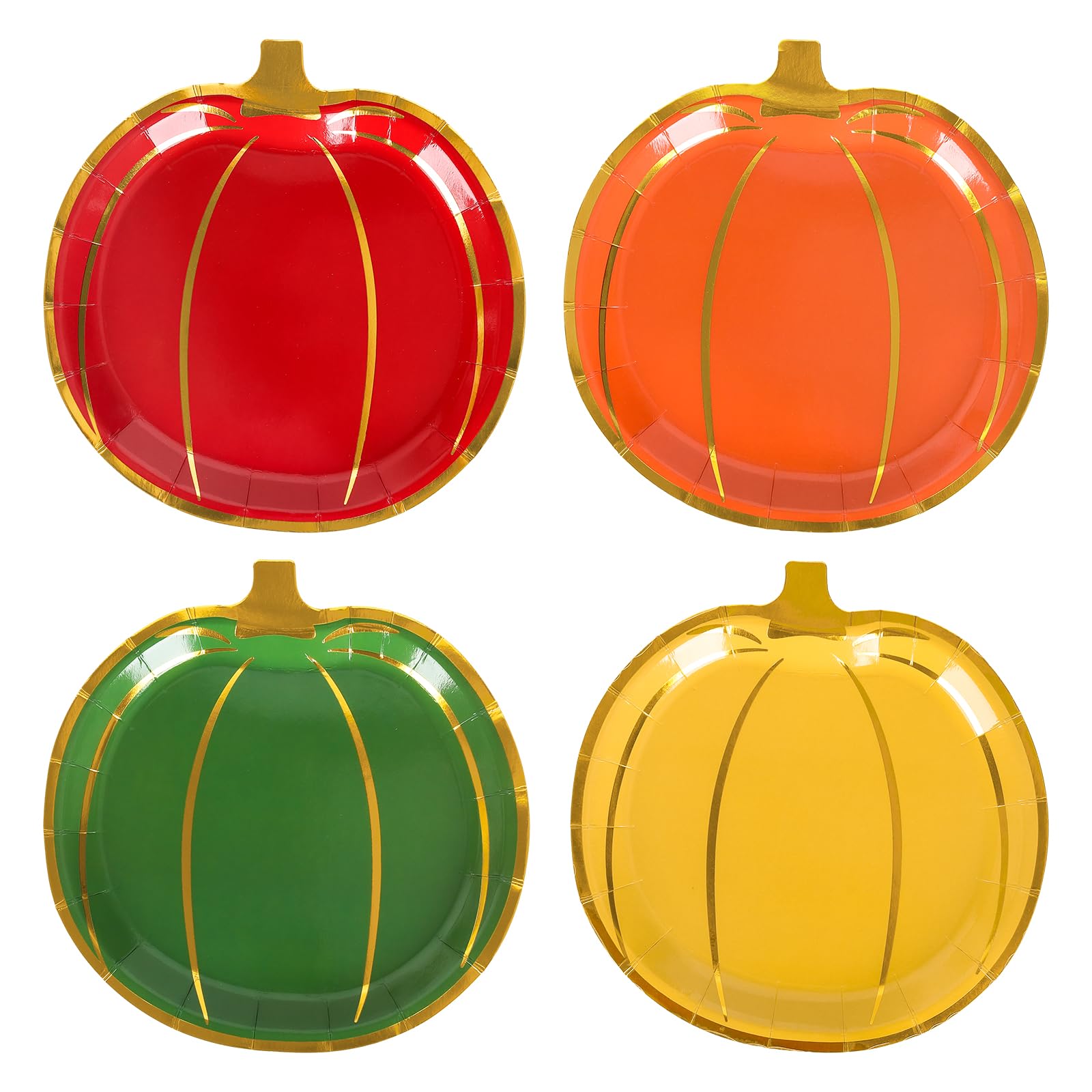 Amazon.com: JarThenaAMCS 40 Pcs Fall Pumpkin Paper Plates Gold Foil ...