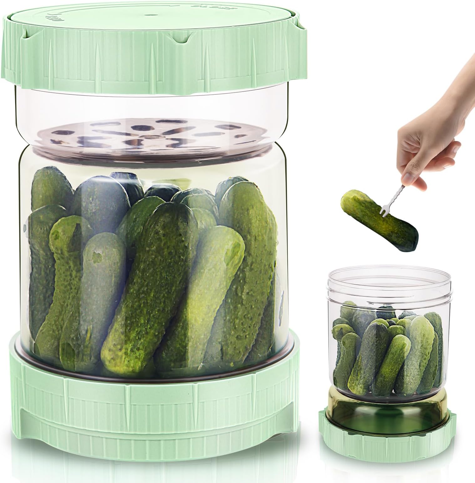 Amazon.com: Luvan Pickle Jar with Strainer Flip, 34oz Pickle Container ...
