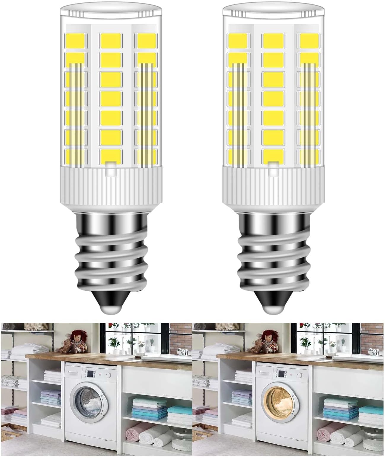 WE4M305 WE05X20431 Dryer Drum Light Bulb 4W 6000K Daylight 120v E12 LED ...