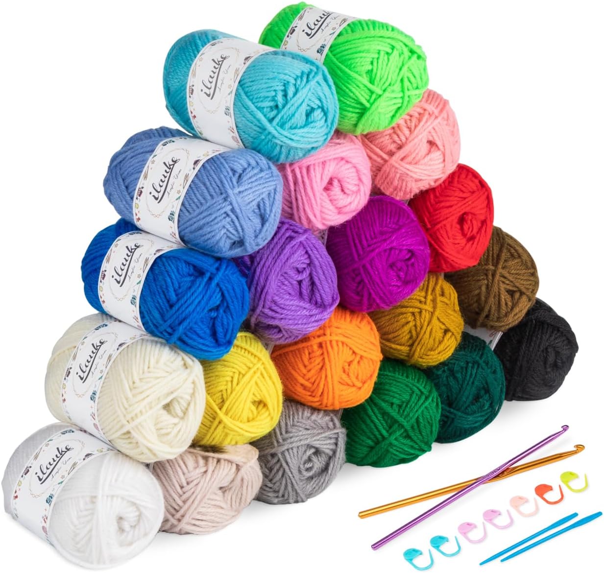 20x30g Crochet Yarn Balls, Wool Packs for Crochet, Acrylic Yarn for ...