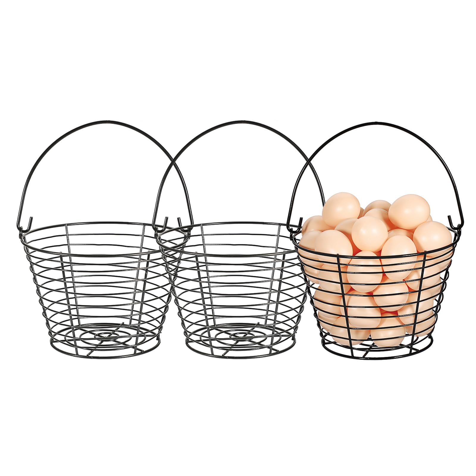 Amazon.com: OGANAZI 3 PCS 8" Black Round Wire Egg Baskets for Fresh Egg ...