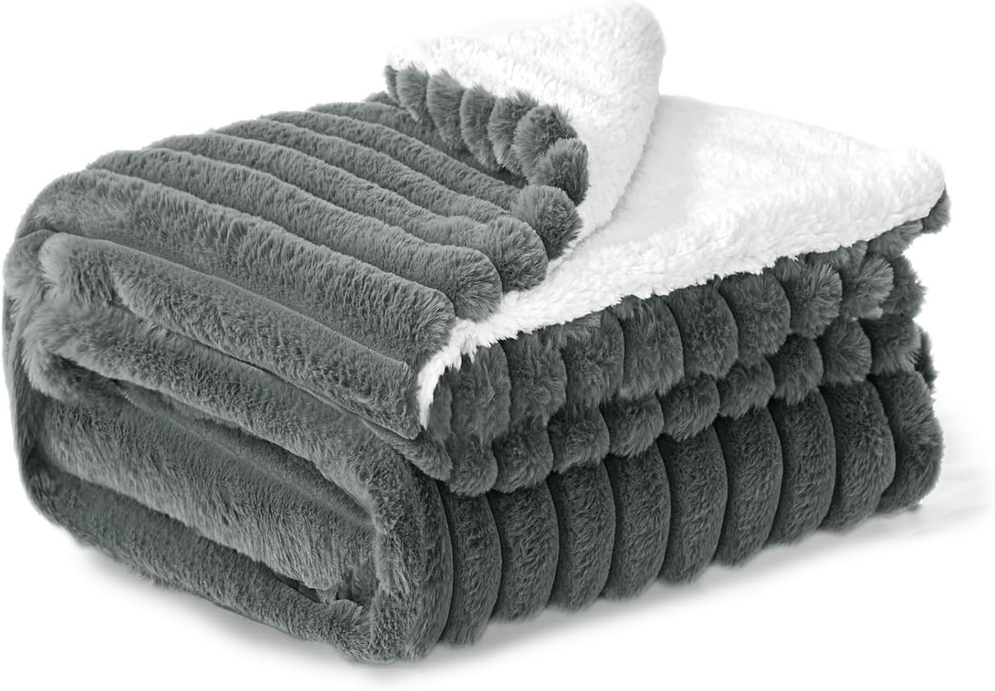 BEDELITE Kuscheldecke Flauschig Decke Klein - Dicke Sherpa Decken Grau ...