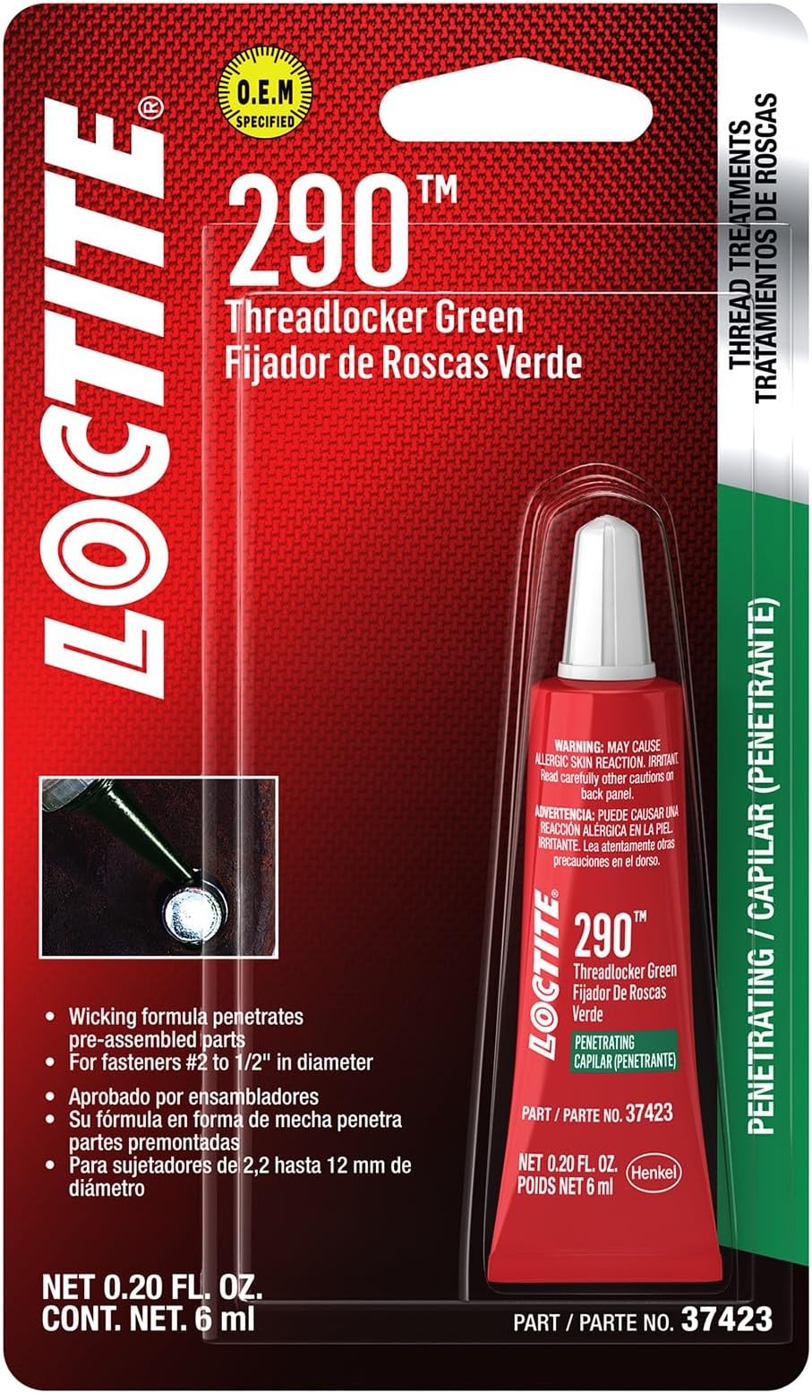 Amazon.com: Loctite 37423-12PK Green Penetrating Threadlocker 290 - 6 ...