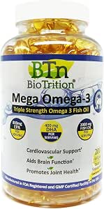 BioTrition Mega Omega 3 Fish Oil with EPA & DHA, Burpless & Odorless ...