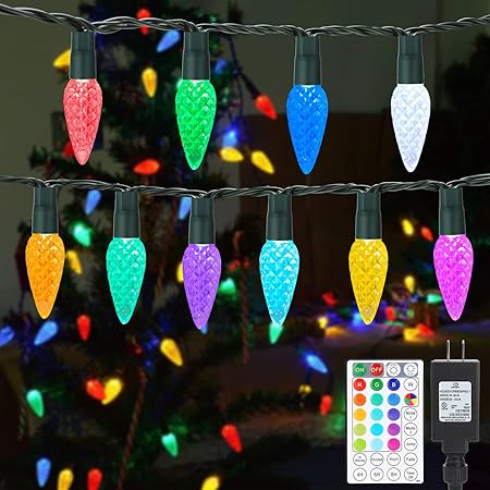 MEIMEI LIGHTING Color Changing C6 Christmas Lights,16ft 50 LED ...