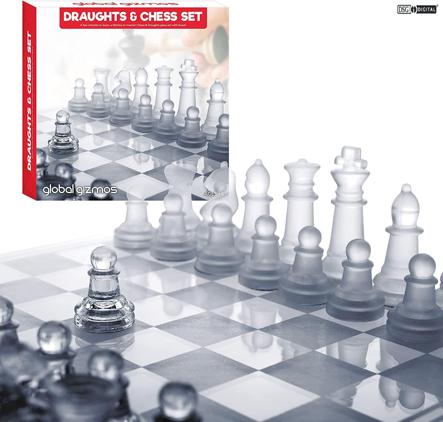 10 Inch Fine Glass Chess Set-Elegant Design-Durable Build-Fully ...
