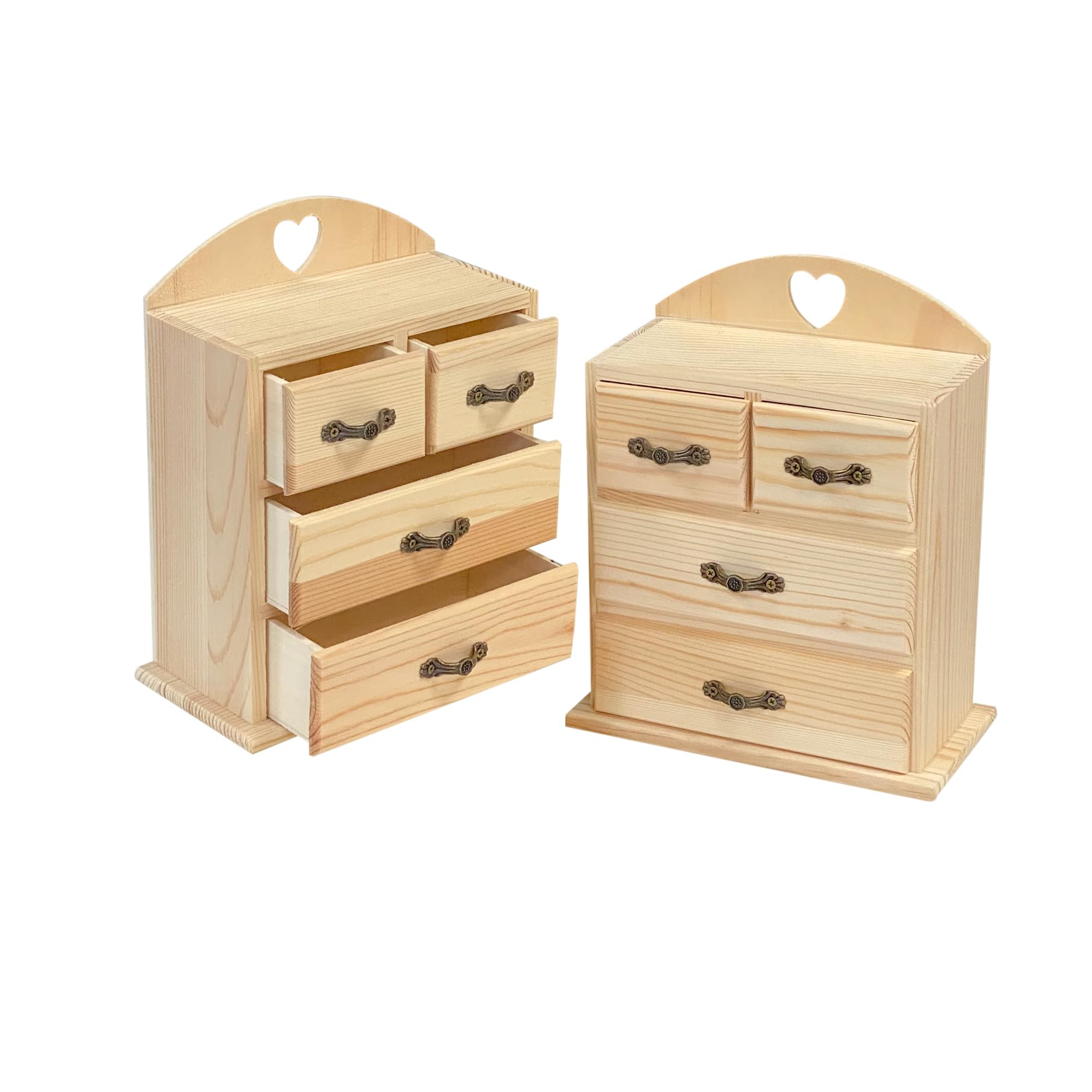Amazon.com: Pack of 2 Unfinished Wood box with Mini Drawers for ...