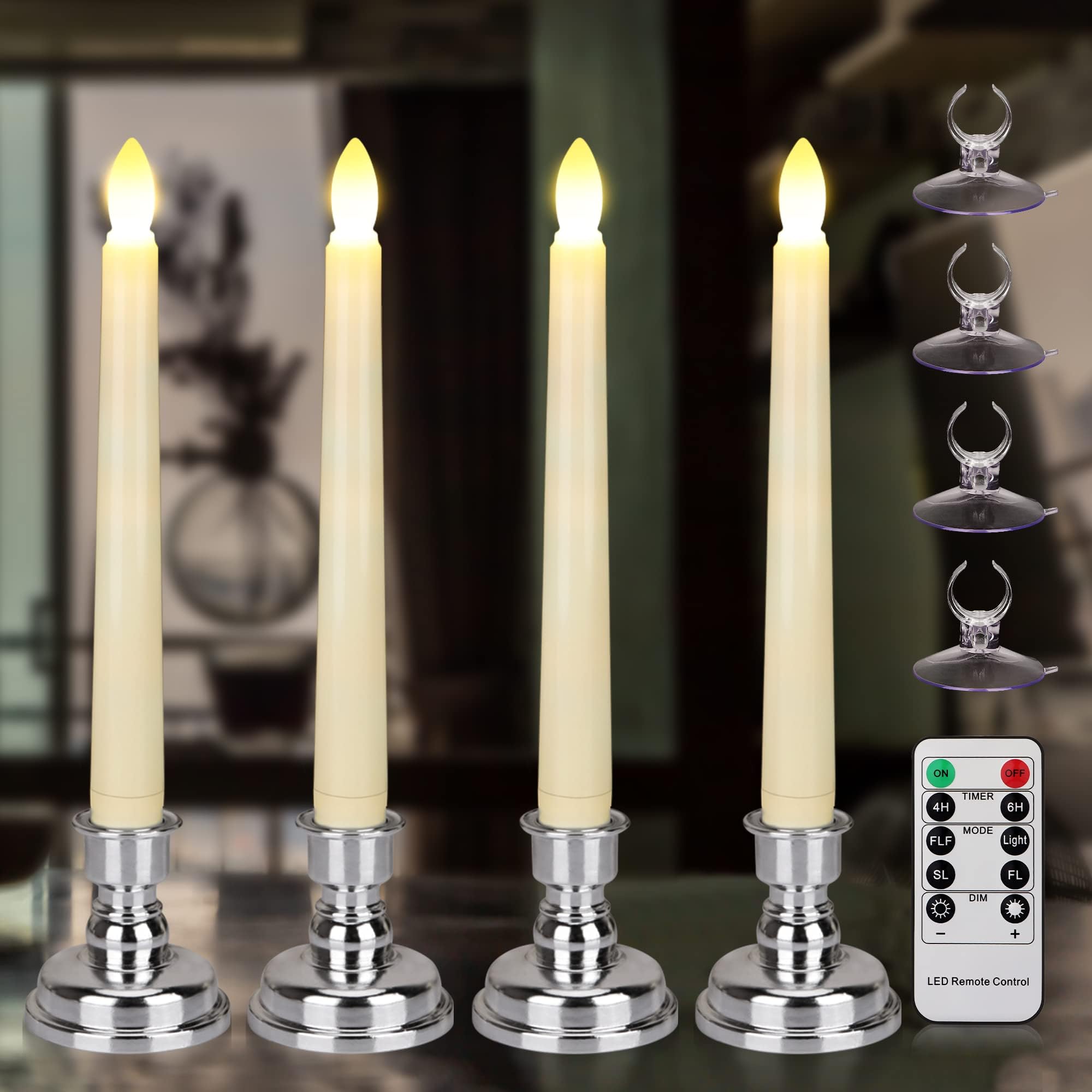 Amazon.com: Flameless Short Taper Candles Battery Operated with Timer ...
