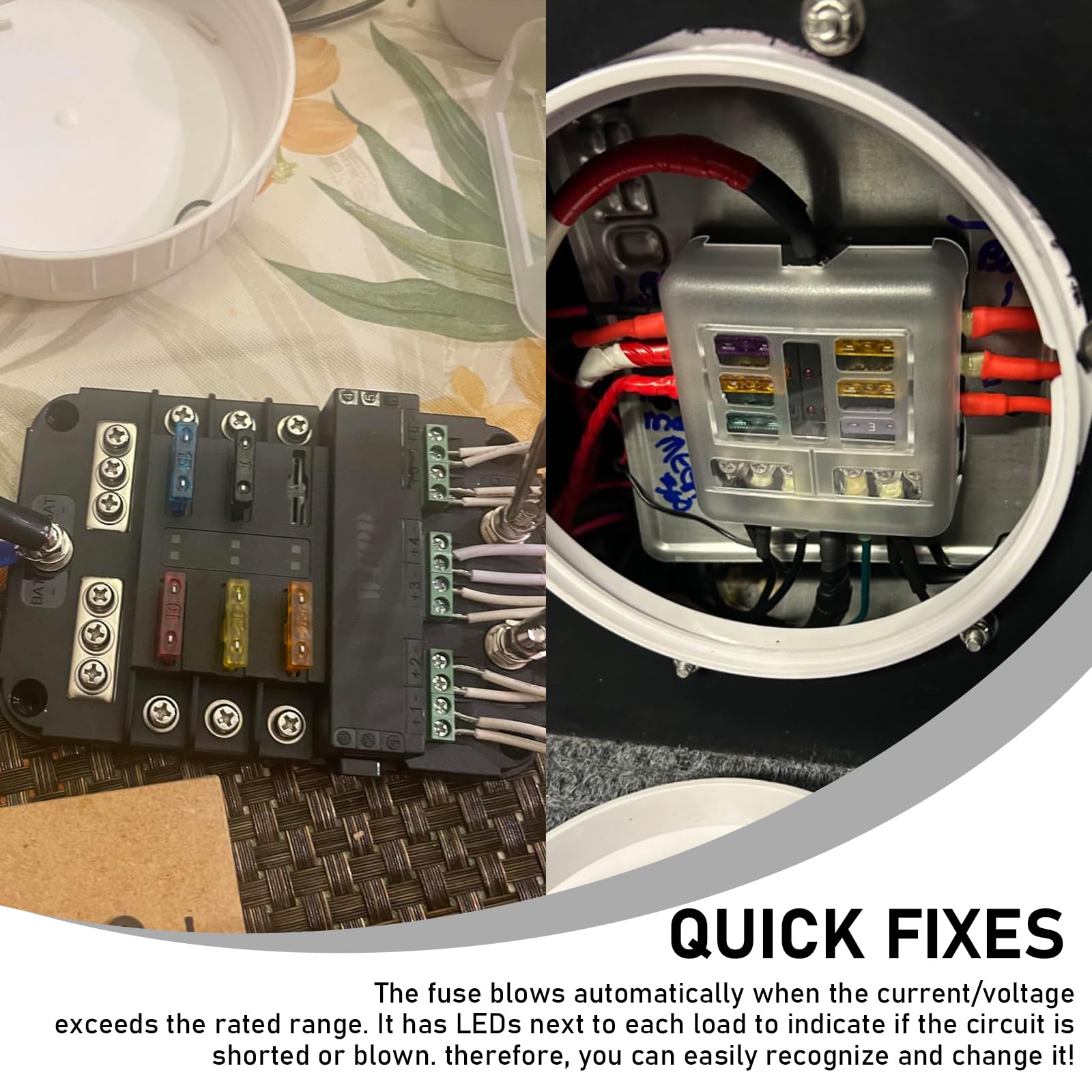 Snapklik.com : KVAEY 12 Volt Fuse Box, Waterproof Boat Marine Fuse ...