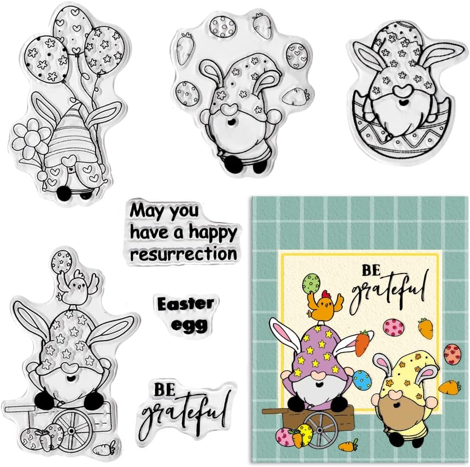 Amazon.com: Easter Cartoon Dwarf Clear Stamps for Card Making, Easter ...
