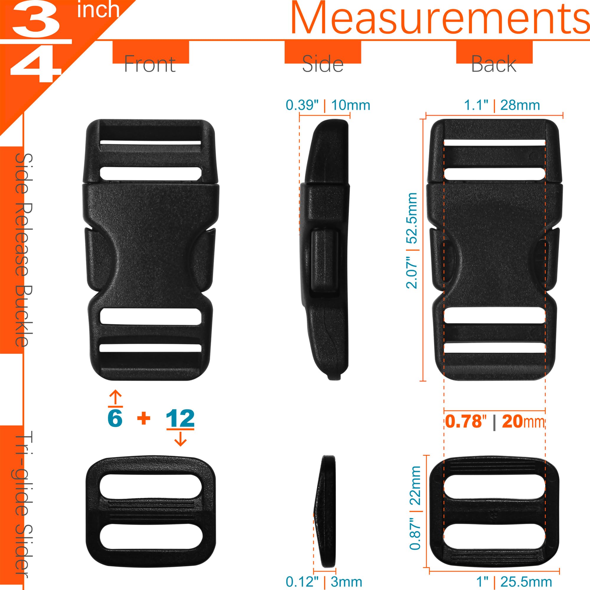 Snapklik.com : HISUNTEC Buckles & Straps 3/4: 6 Yard Nylon Webbing 0.75 ...
