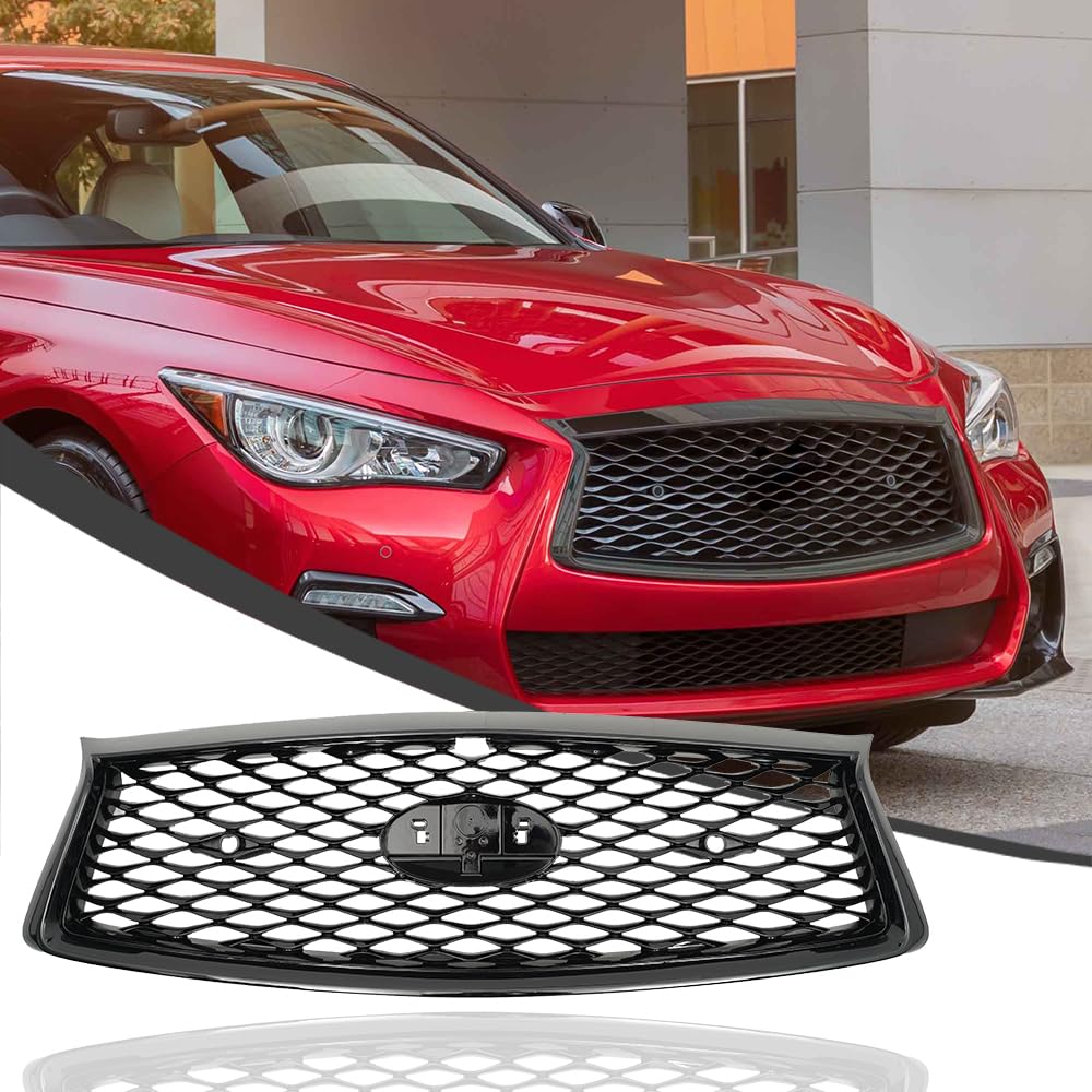 KETAI Gloss Black Front Bumper Grille Compatible with Infiniti Q50 2018 ...