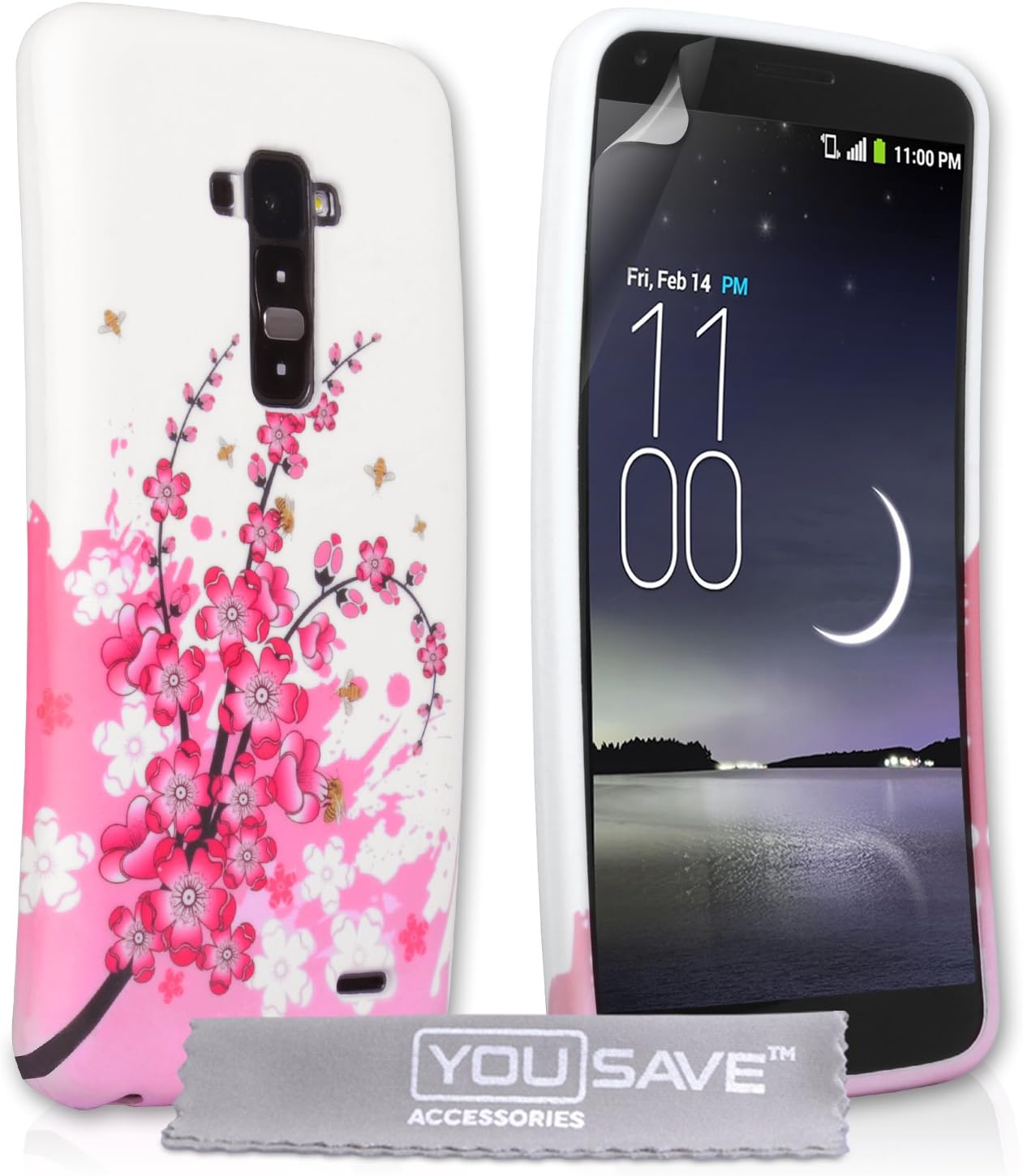 Yousave Accessories Coque LG G Flex Etui Rose / Blanc Silicone Gel ...