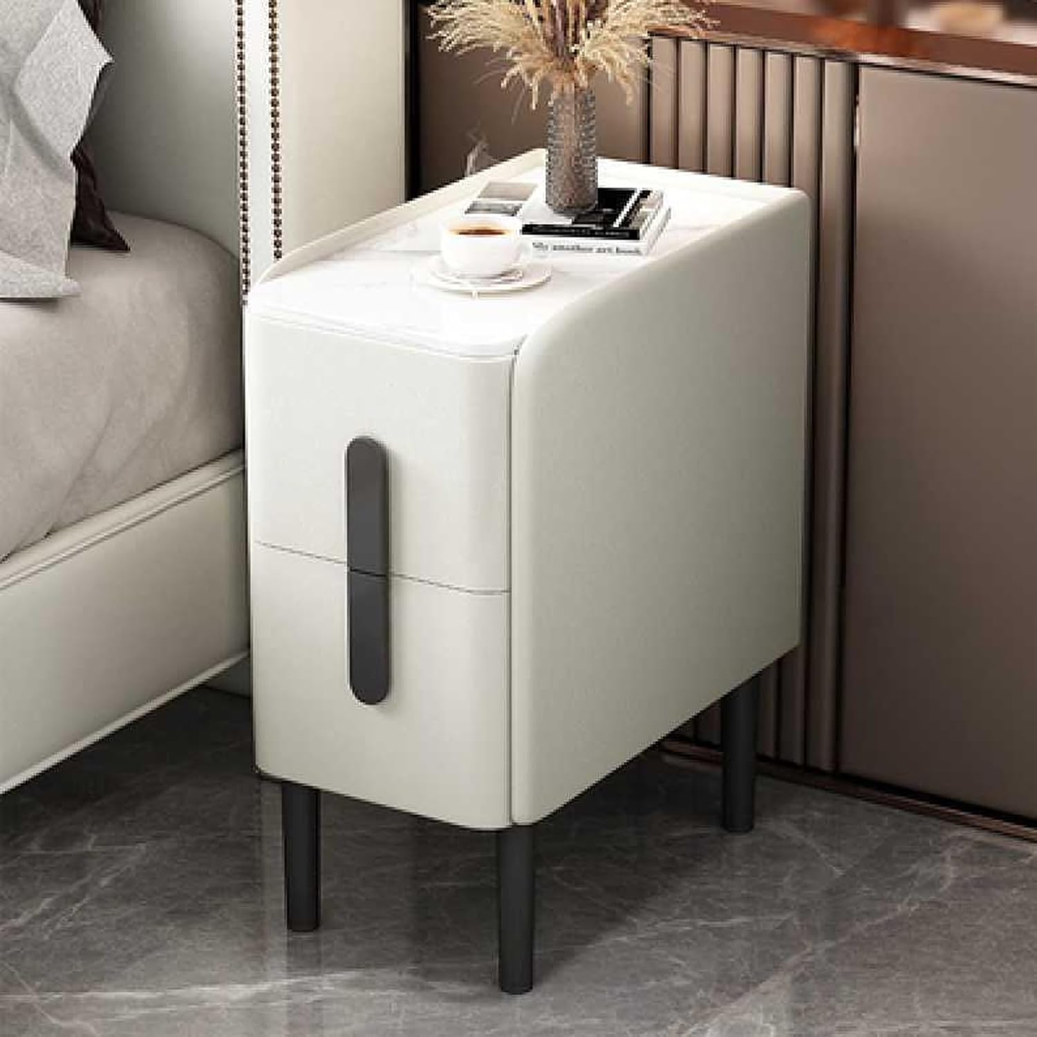 Amazon.com: Small Nightstand, Narrow Bedside Table, Wooden Bedside ...