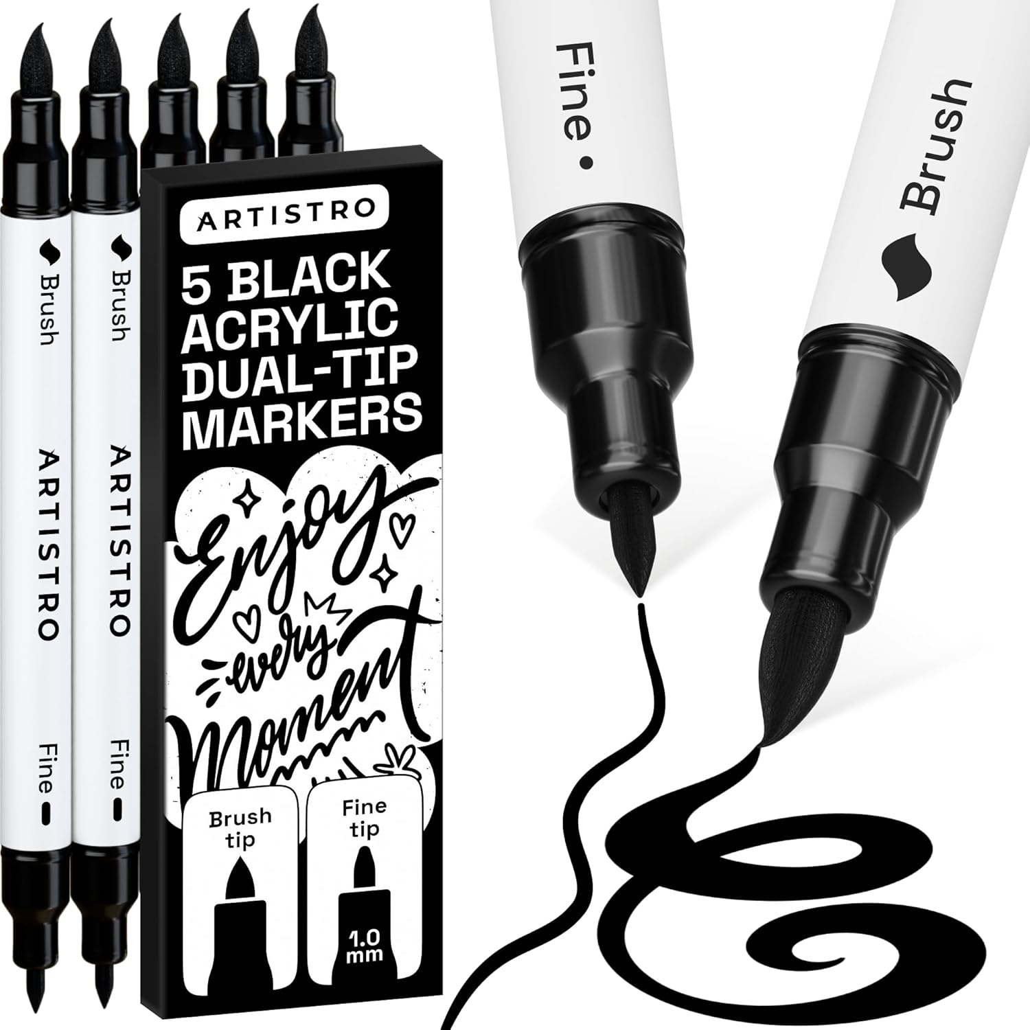 Amazon.com: ARTISTRO 5 Black Acrylic Paint Markers - Paint Pens for ...