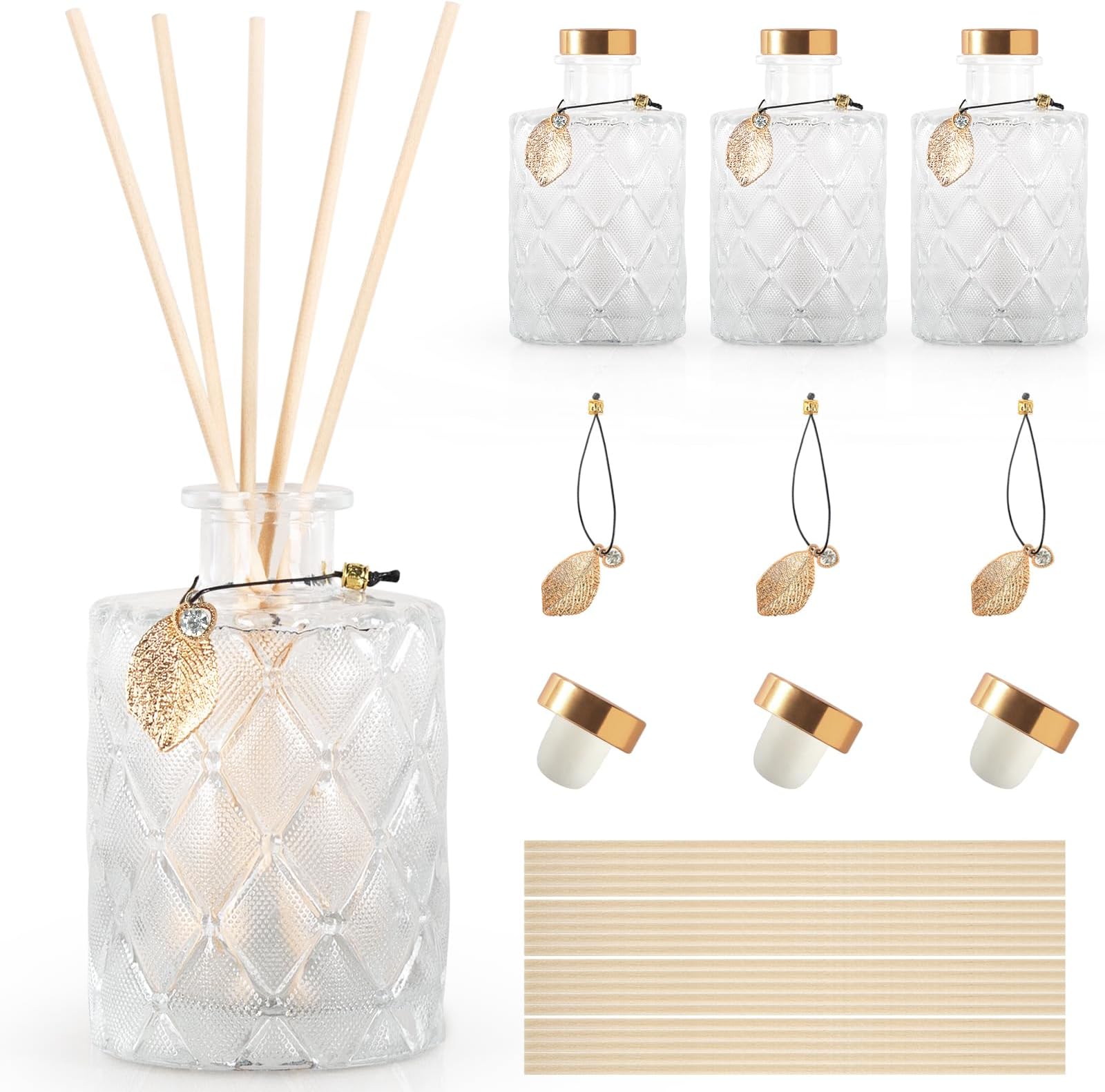 Amazon.com: BOSMIOW 4Pcs 100ml Empty Reed Diffuser Bottles with Black ...