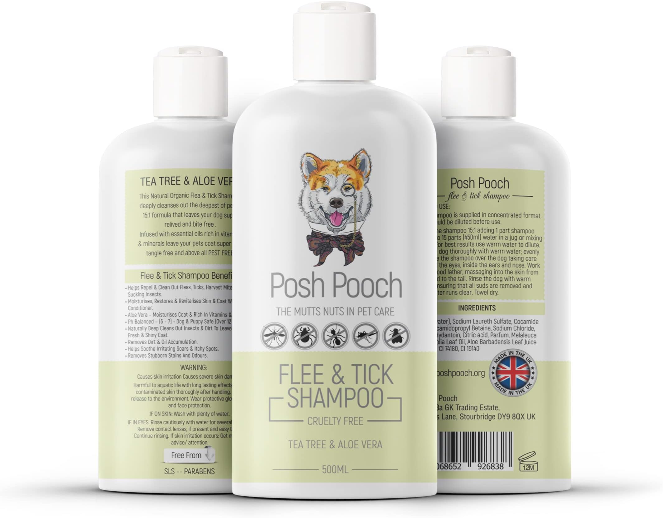 Flea Shampoo for Dogs 1 Litre - Sensitive Itchy Skin Dog and Puppy ...