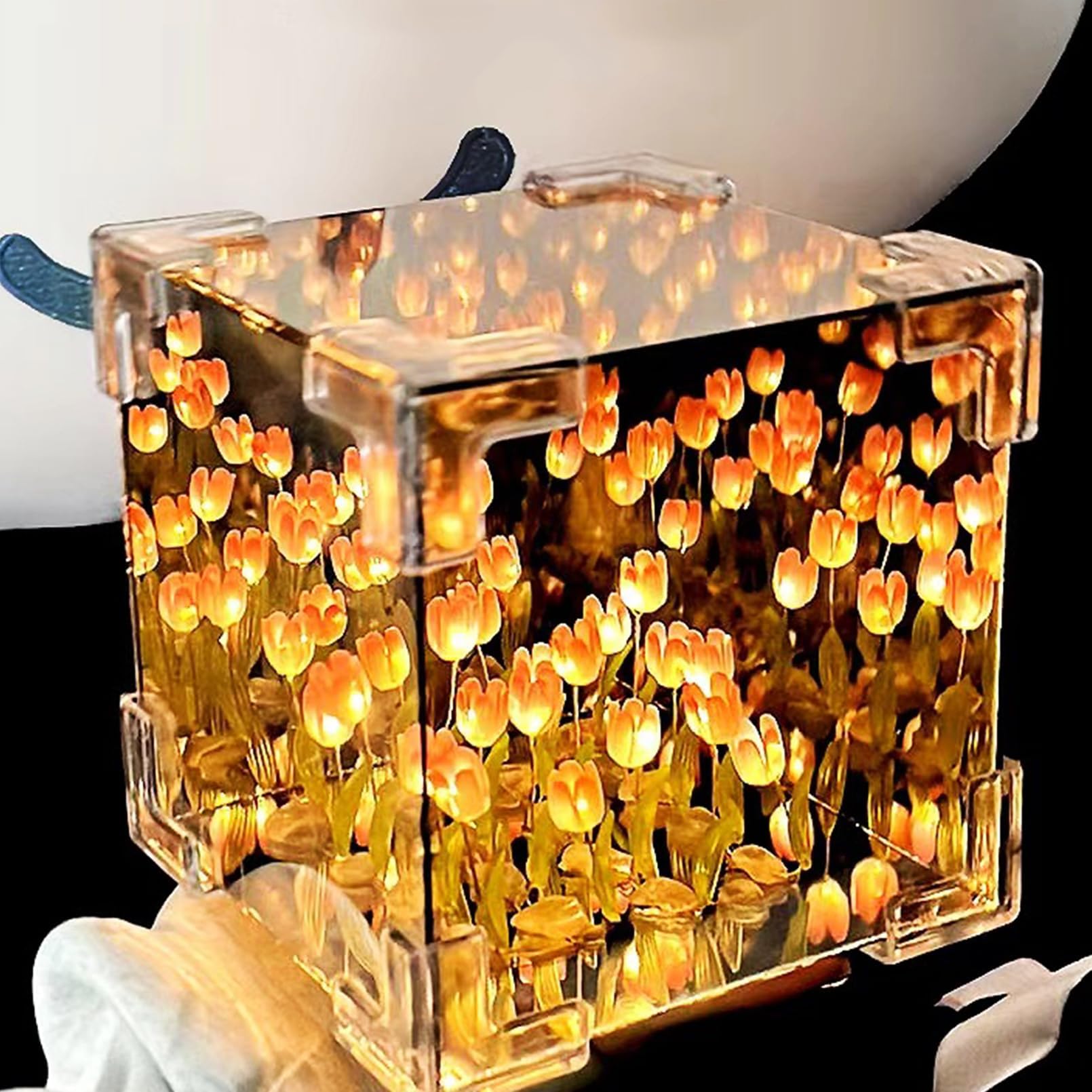 Arrucoly Tulip Night Light DIY Tulips Cube Mirror Lamp,FHandmade DIY ...