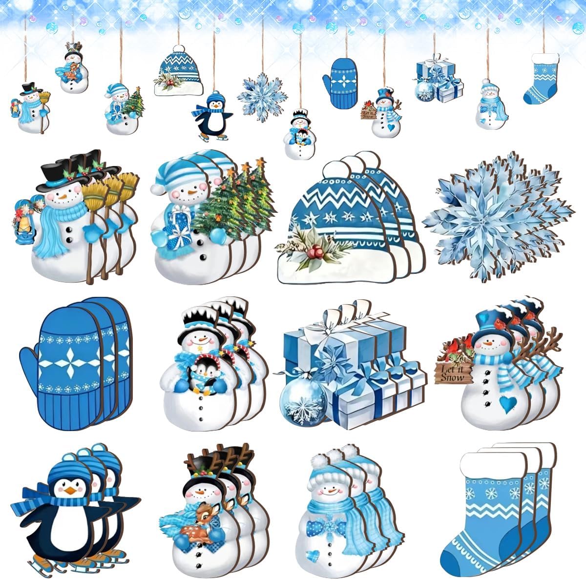 Amazon.com: VinTS 36 Pcs Winter Wooden Hanging Ornaments,Winter ...