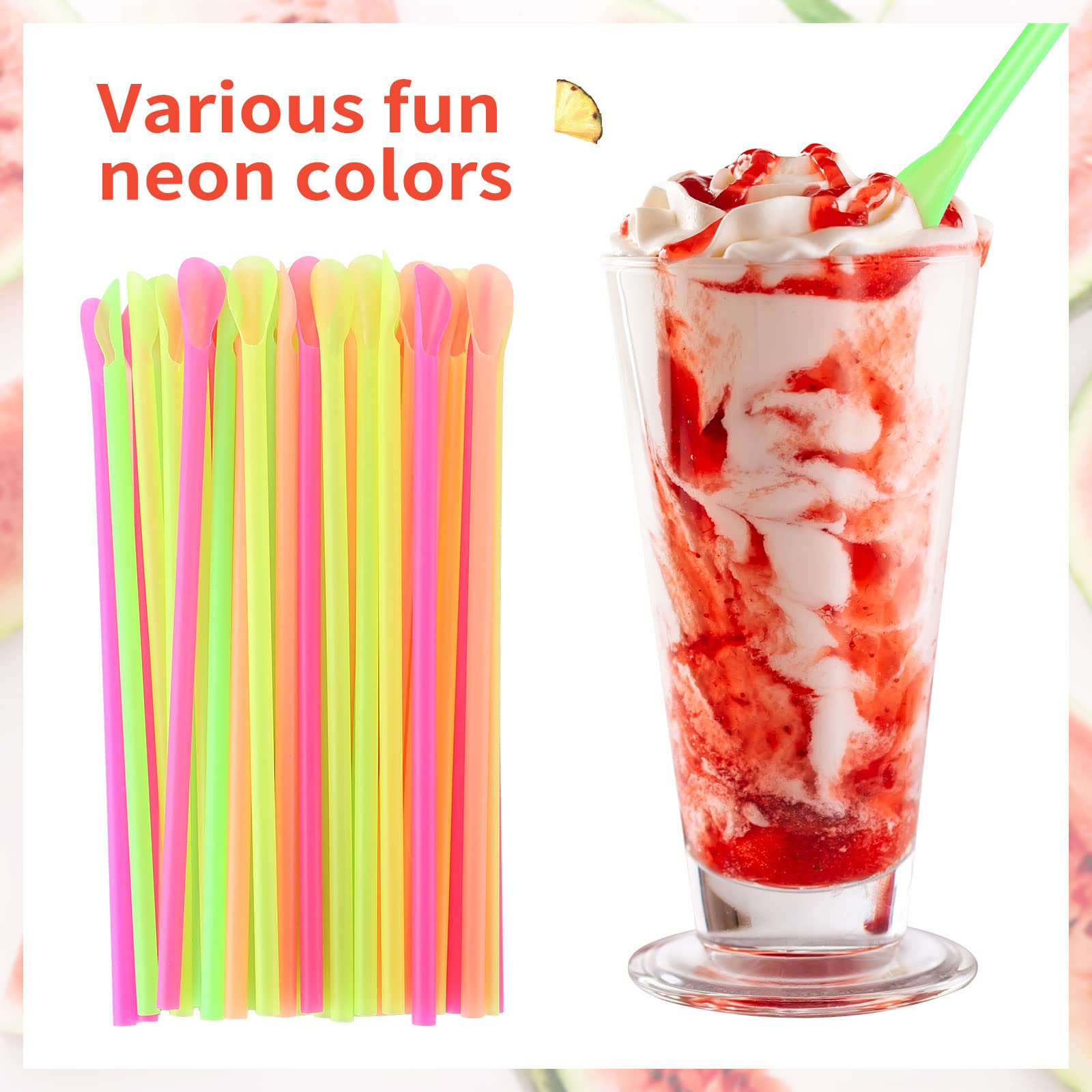 Eaasty 2600 Pcs Disposable Plastic Drinking Straws Bulk SNO-Cone Spoon ...