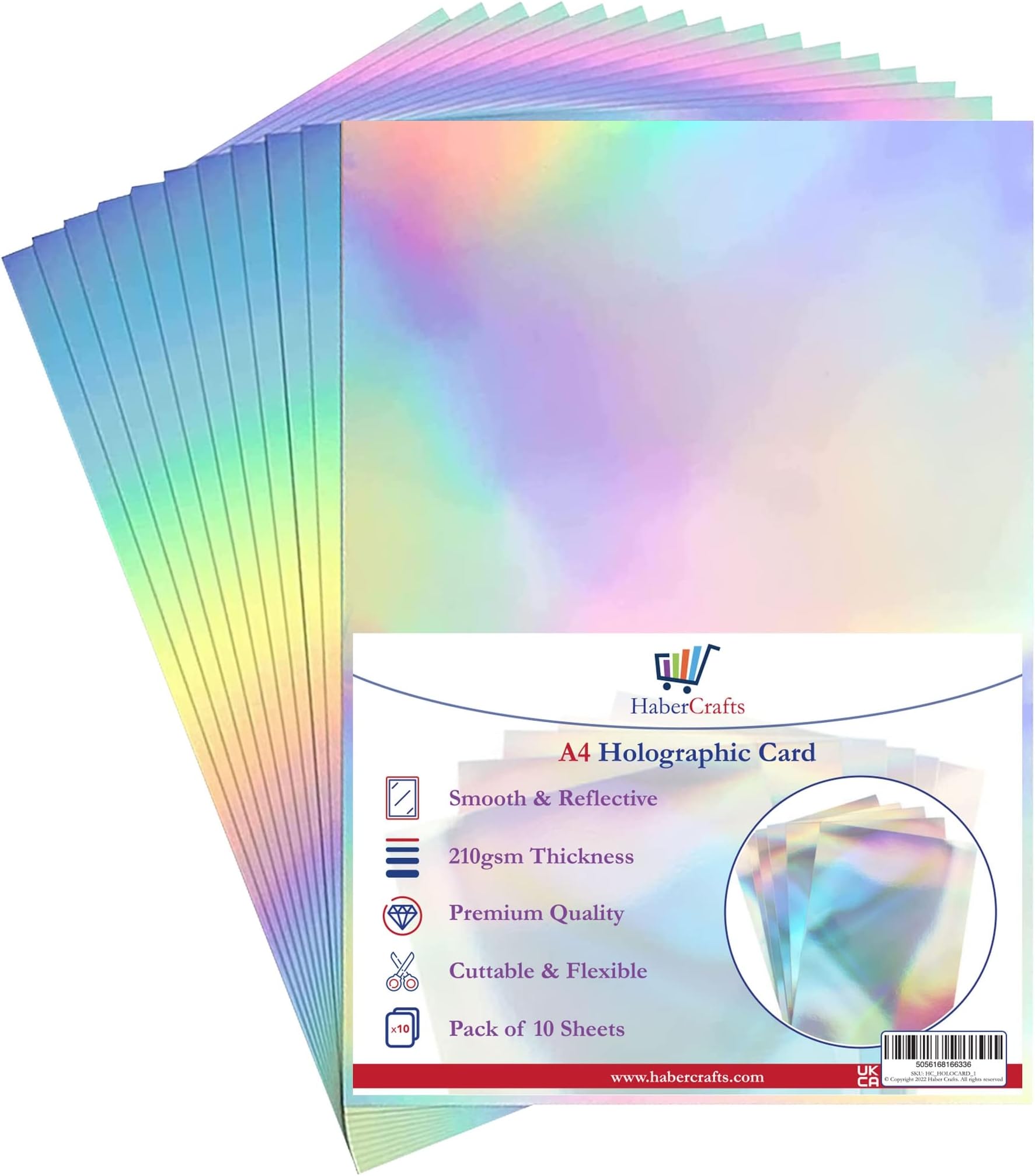PaperCutz A3 Shiny Card Holographic Multi Colour - Bubbles 250GSM 4 ...