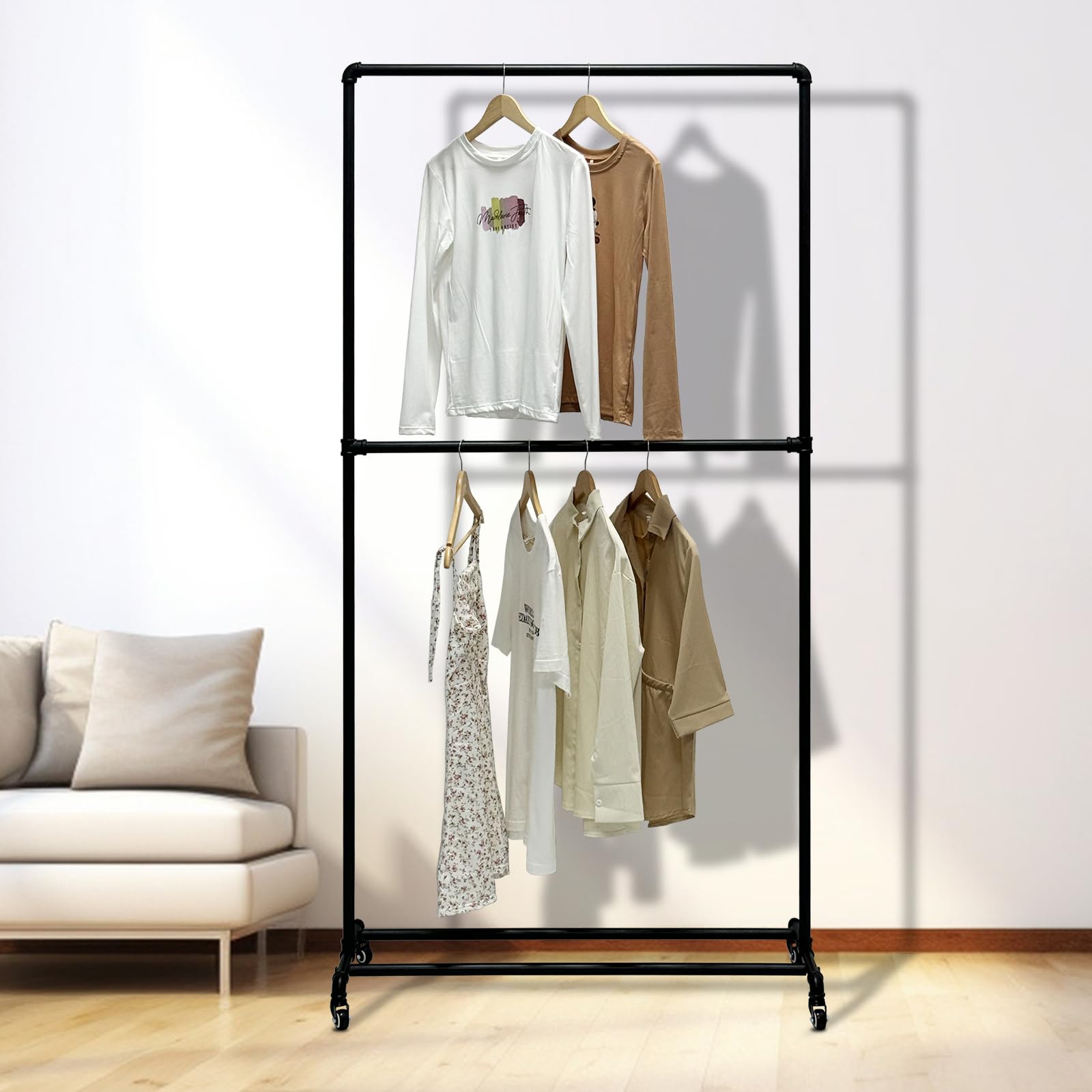 Snapklik.com : JIANZHUO Industrial Pipe Clothing Rack,Adjustable Double ...