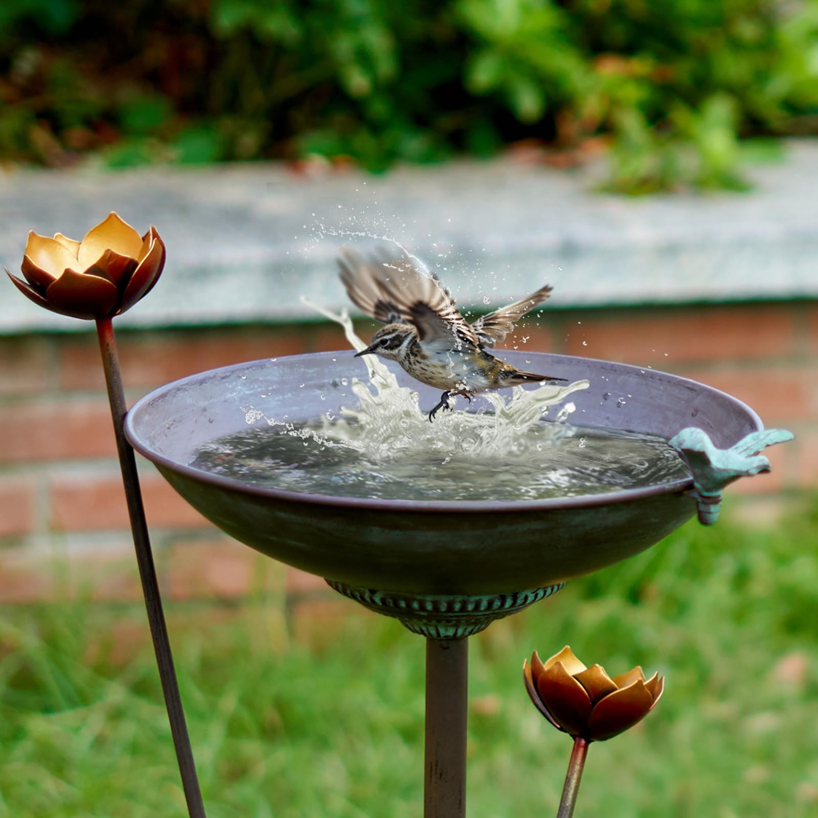 Amazon.com: Jemeni Iron Bird Bath with Stand, 28" H Bird Baths Bowl ...