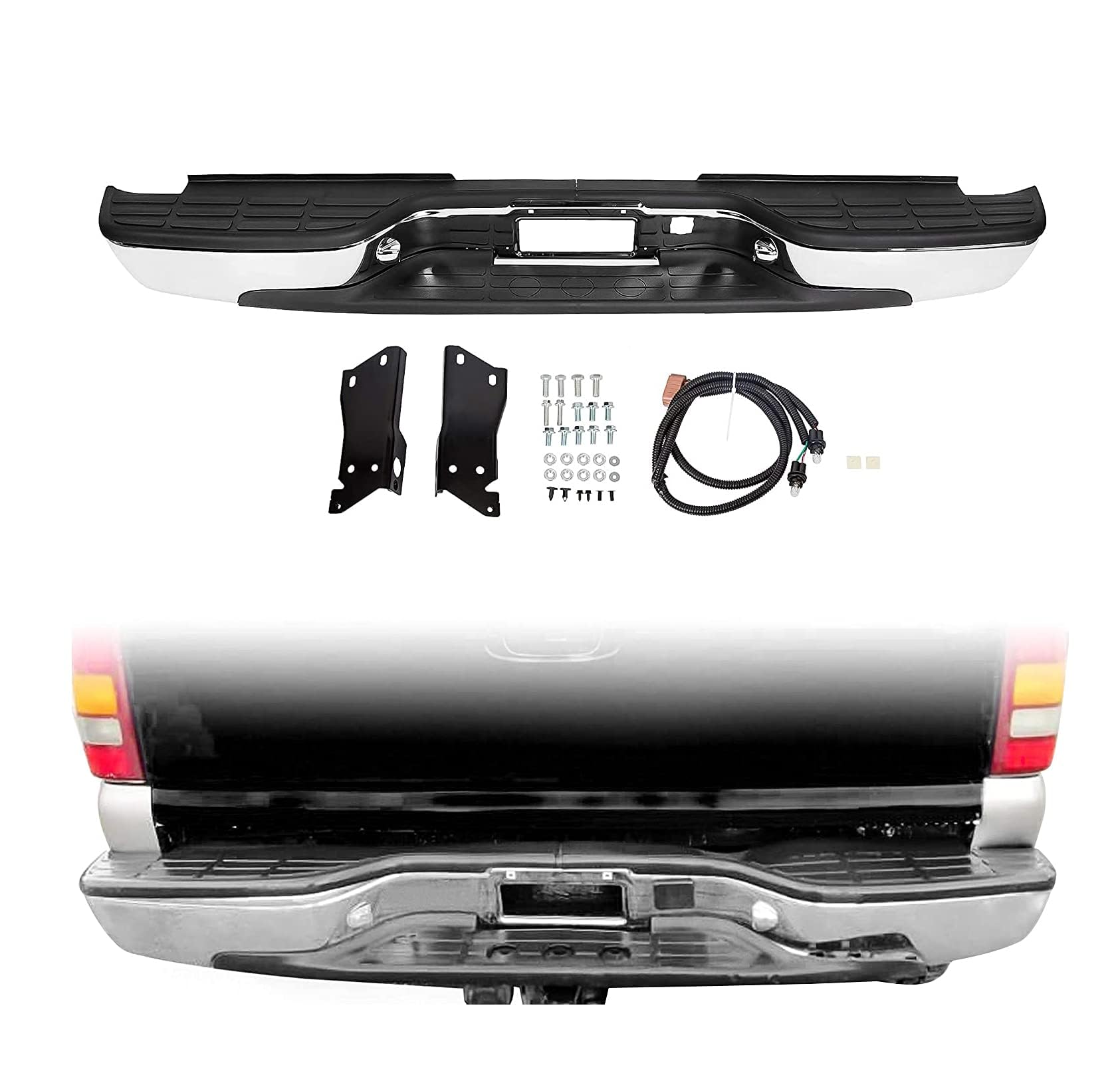 Amazon.com: ECOTRIC Rear Step Bumper Compatible with 1999-2007 Chevy ...