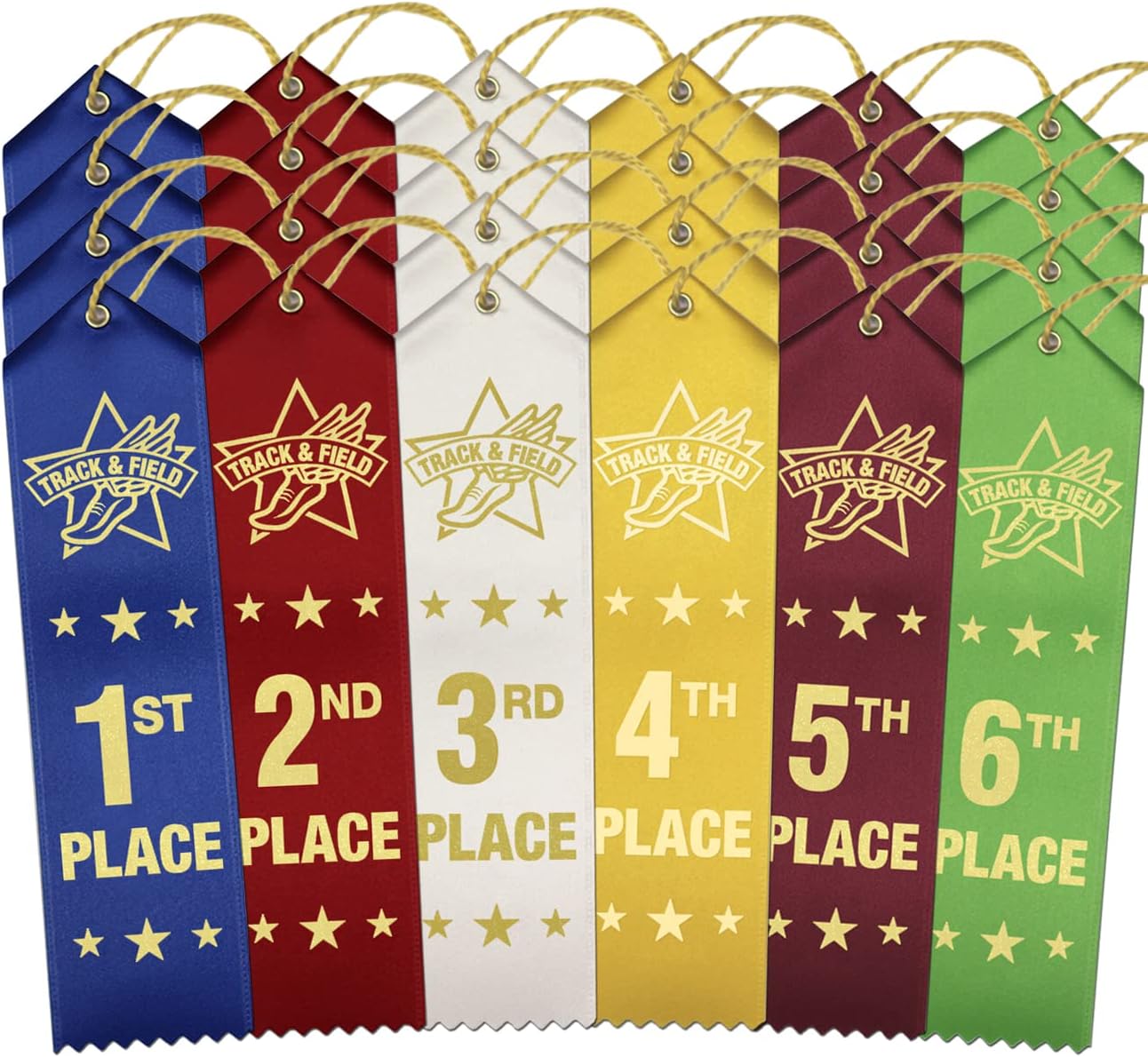 Amazon.com : RibbonsNow Track & Field Ribbons 1st - 6th Place, 600 ...