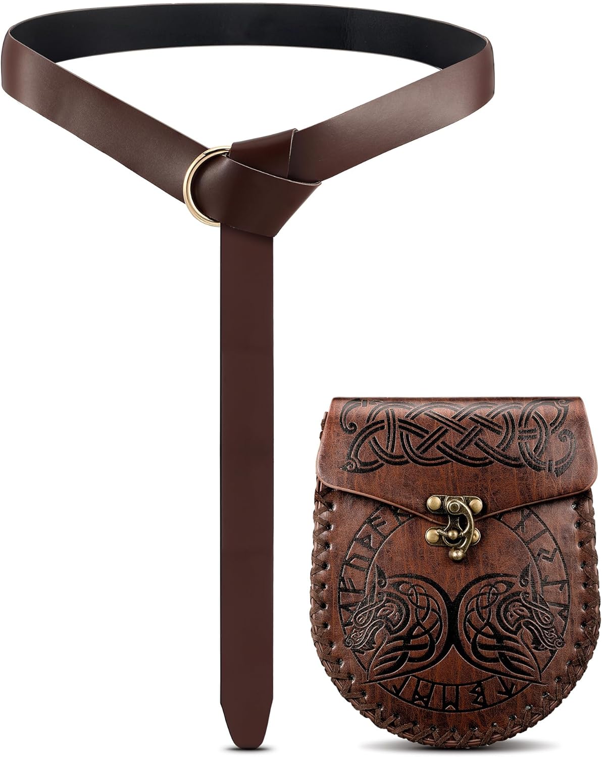 Amazon.com: Xtinmee 2 Pcs Medieval Viking Belt Leather Belt Pouch ...