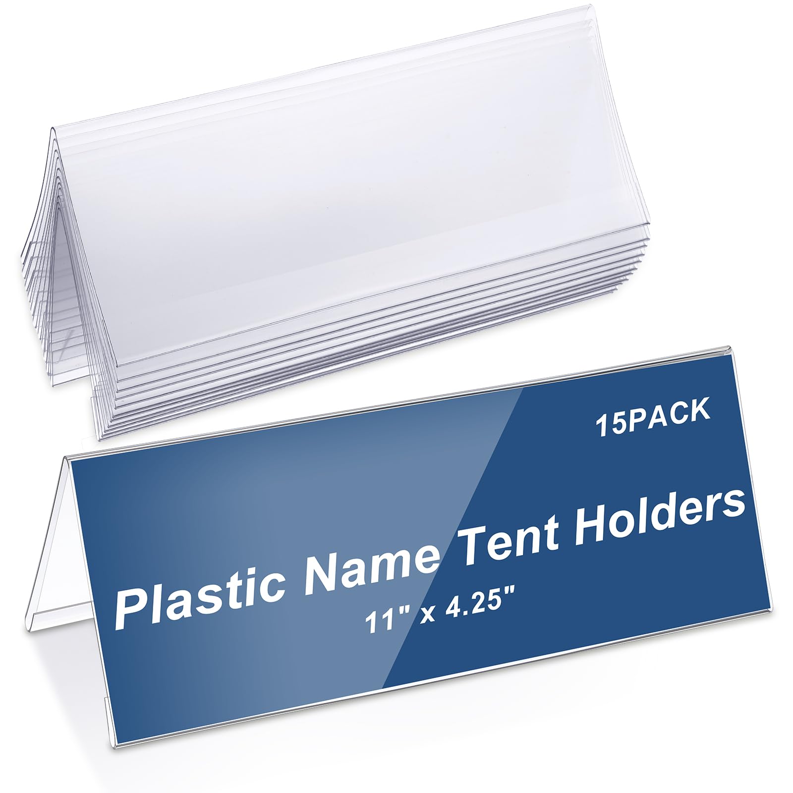 Snapklik.com : 15 Pieces Clear Plastic Name Tent Holders 11" X 4.25 ...