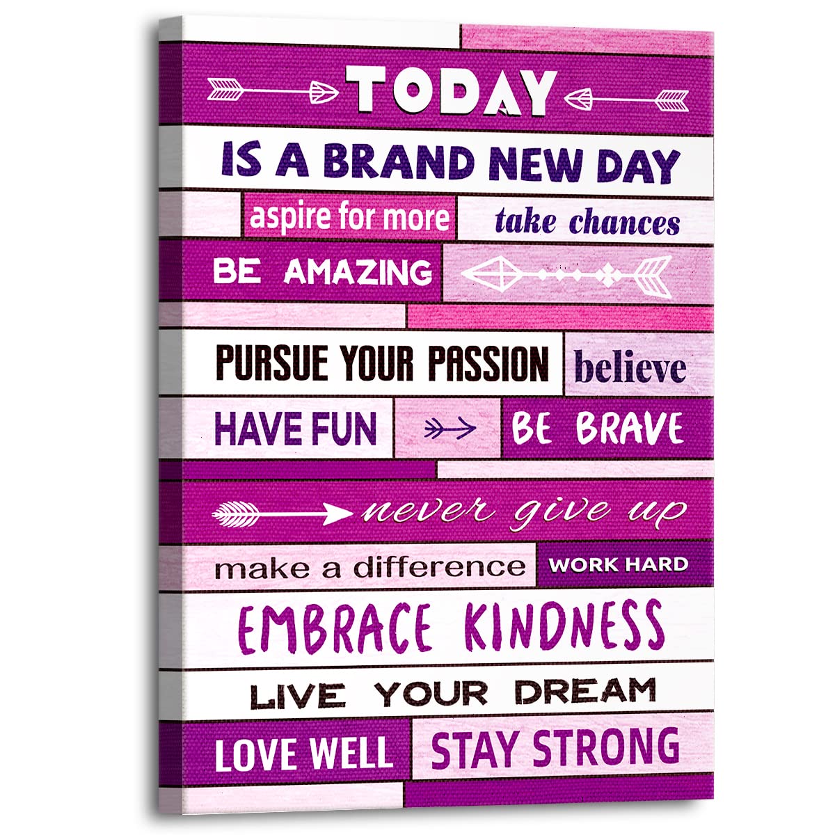 Amazon.com: Today is a New Day Inspirational Wall Art Canvas,Never Give ...