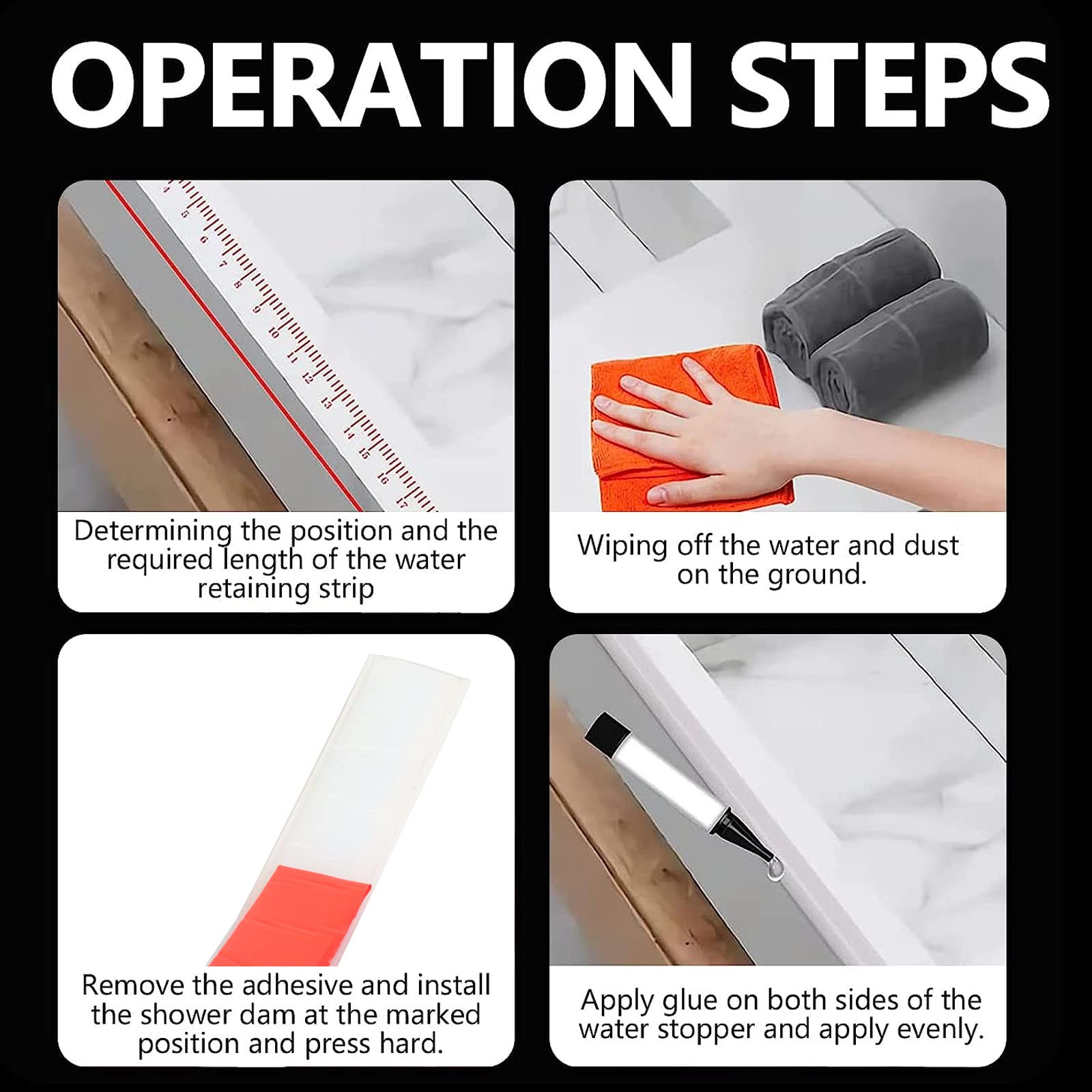 Snapklik.com : Raycity Shower Threshold Water Dam Barrier,Shower Door ...